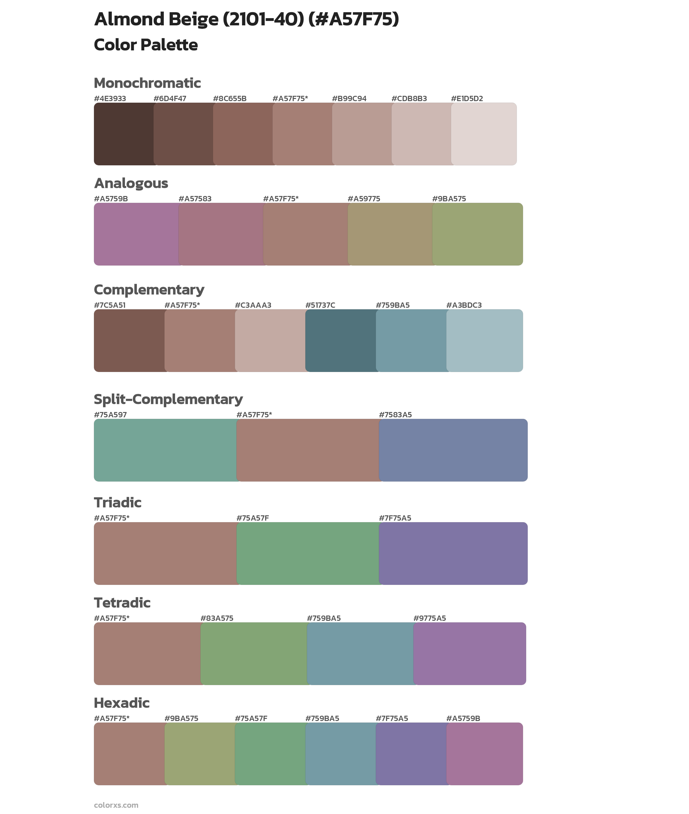 Benjamin Moore Almond Beige (2101-40) Paint coordinating colors and ...