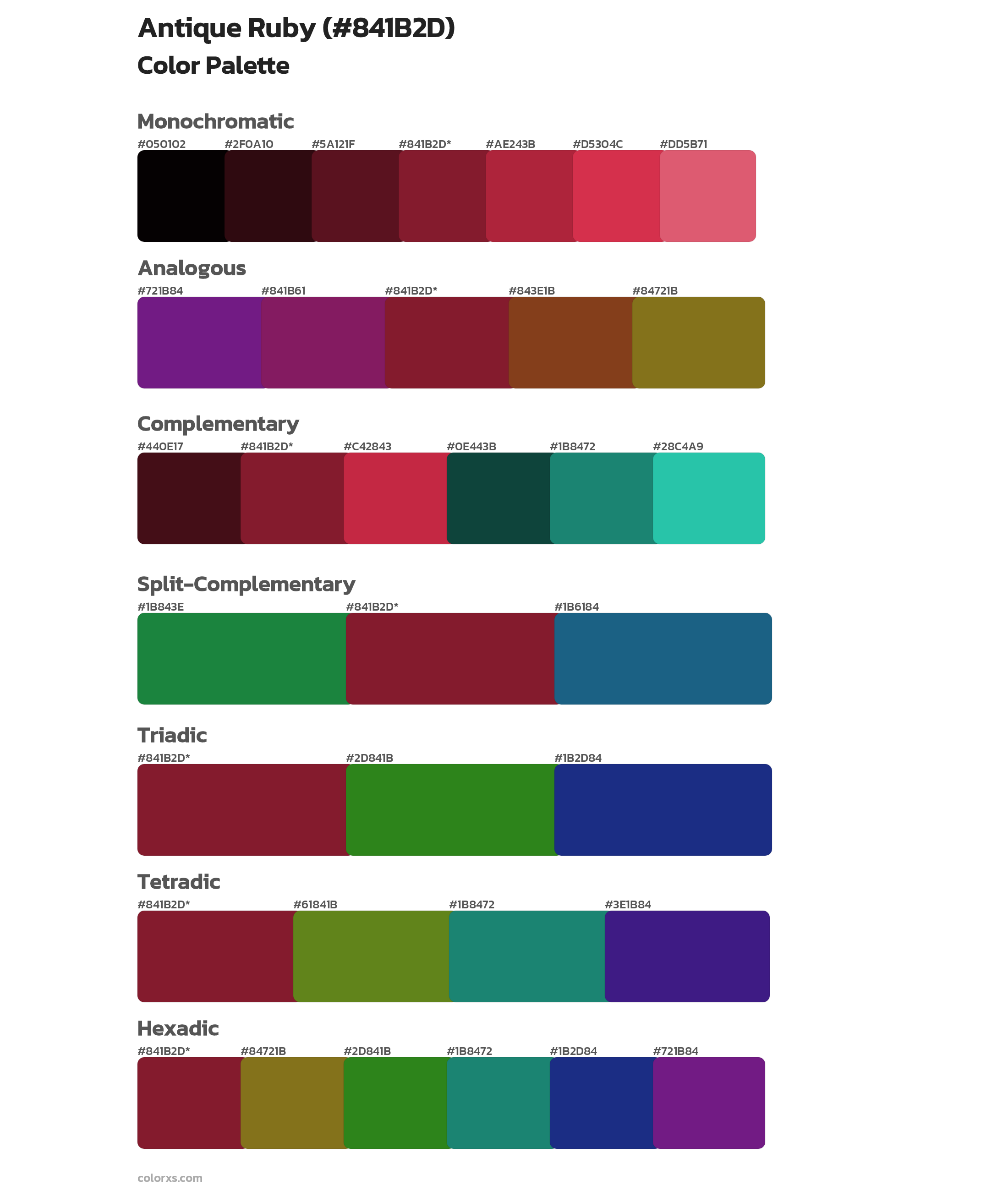 Antique Ruby color palettes and color scheme combinations - colorxs.com