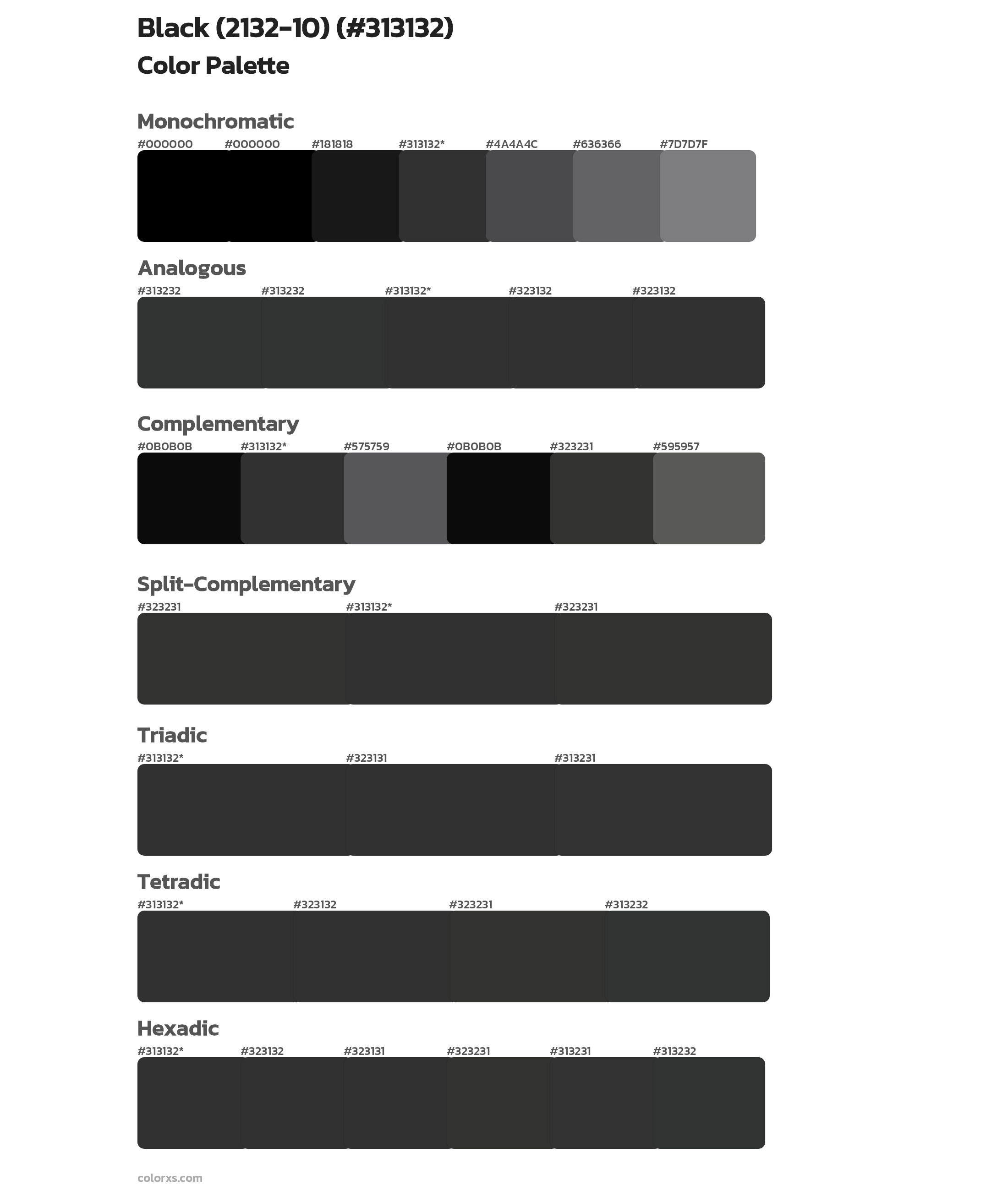 Benjamin Moore Black (2132-10) Paint coordinating colors and palettes ...