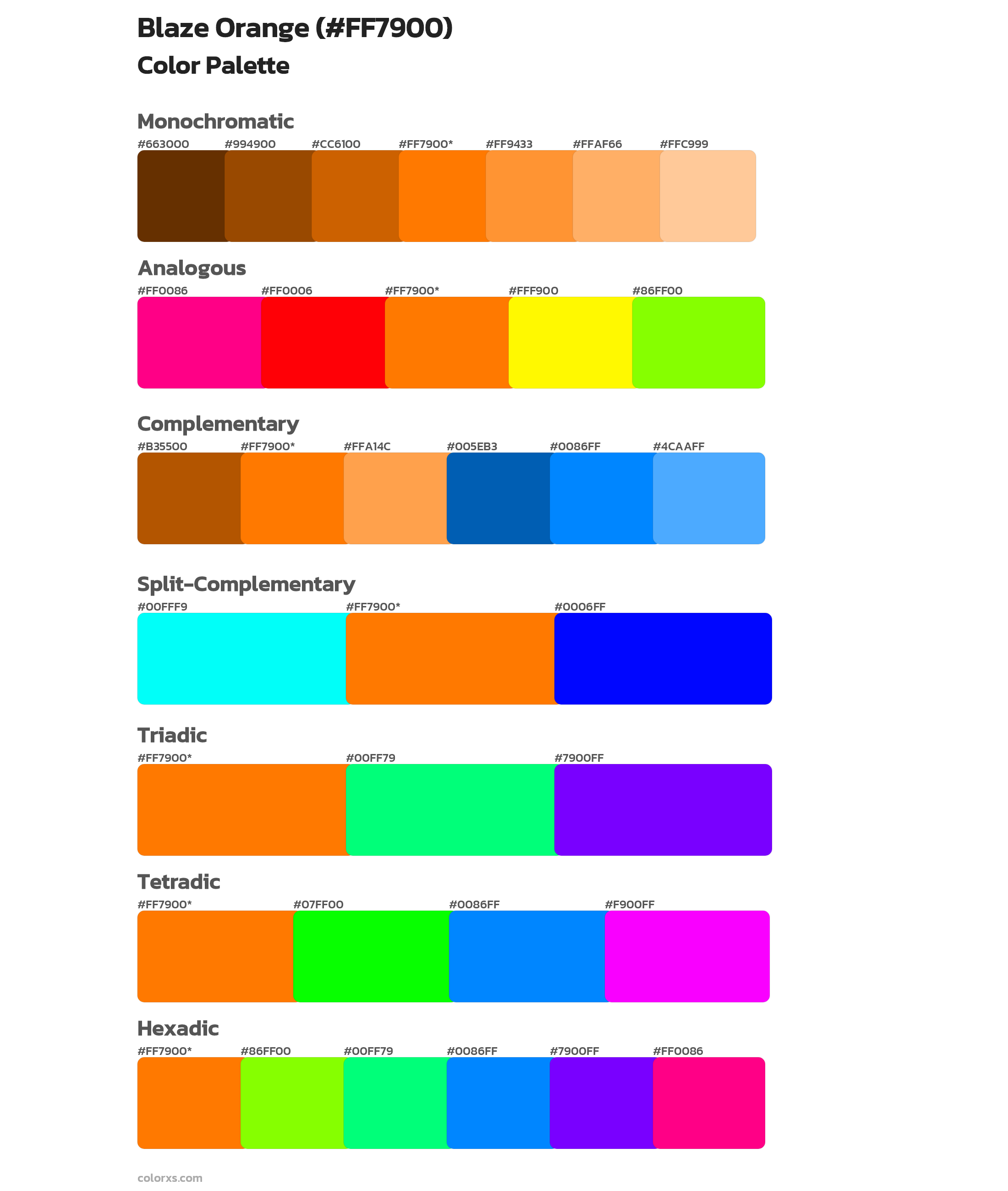 Blaze Orange color palettes - colorxs.com