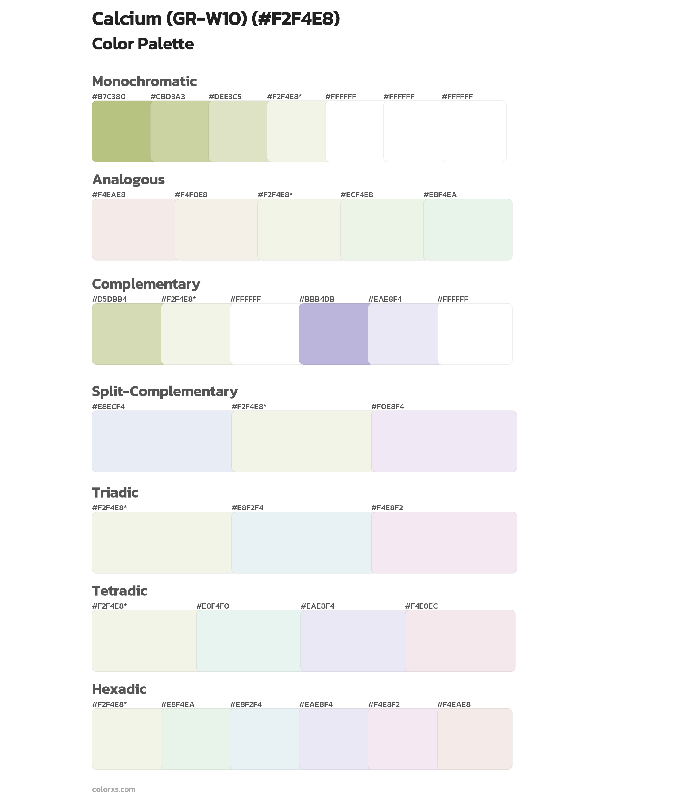 Behr Calcium (GR-W10) Paint coordinating colors and palettes - colorxs.com