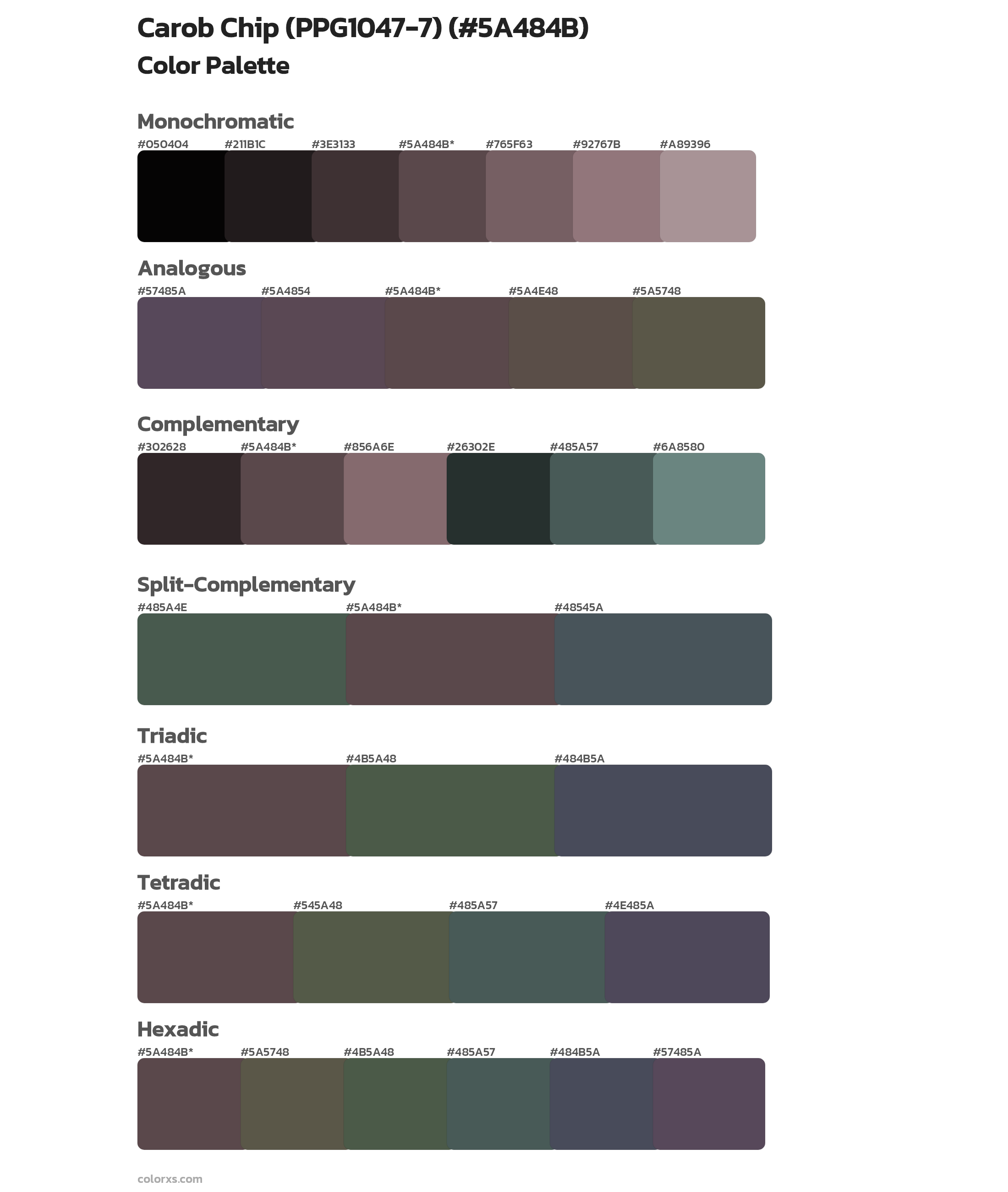 PPG Paints Carob Chip (PPG1047-7) Paint coordinating colors and ...