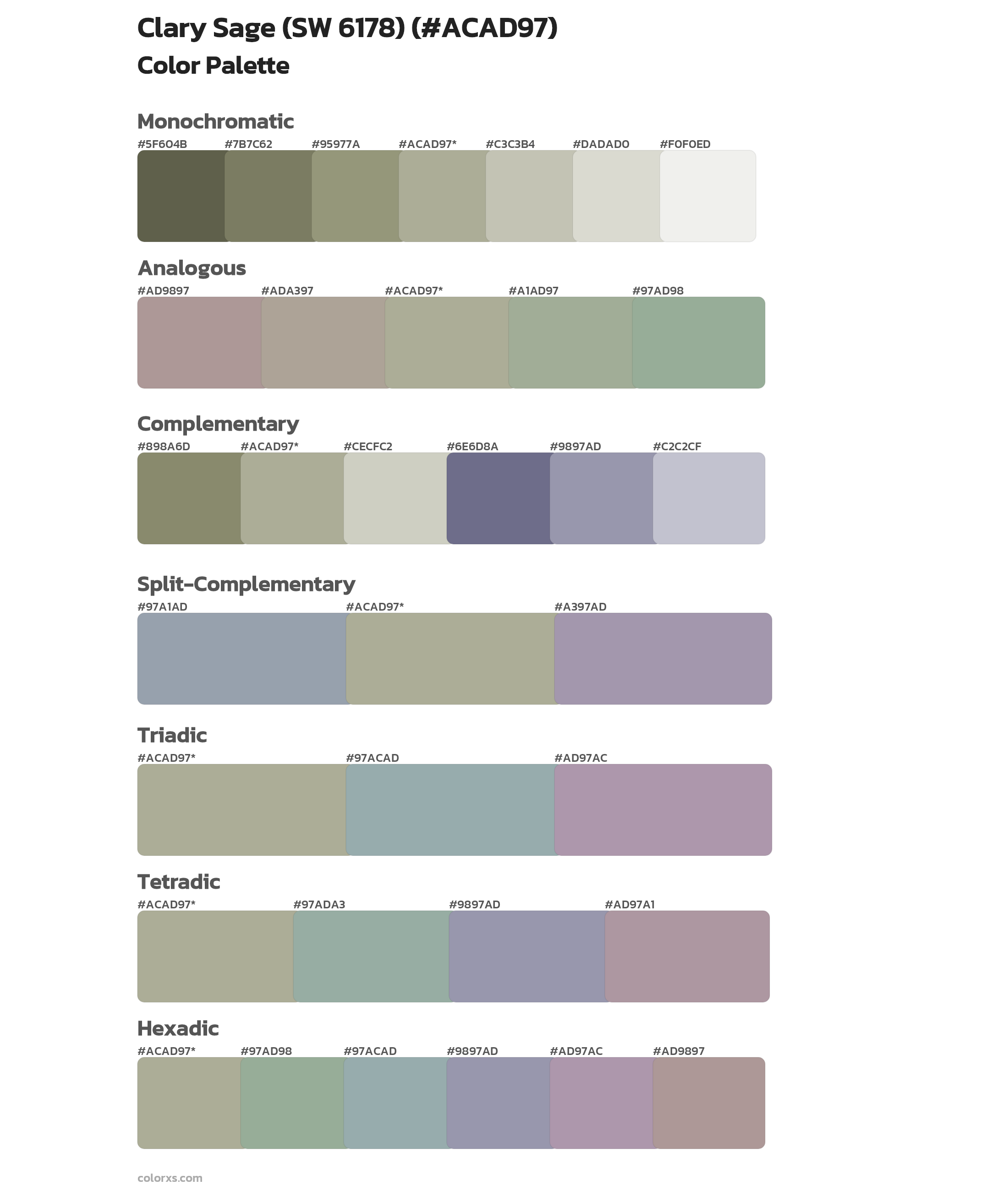 Sherwin Williams Clary Sage (SW 6178) Paint coordinating colors and ...