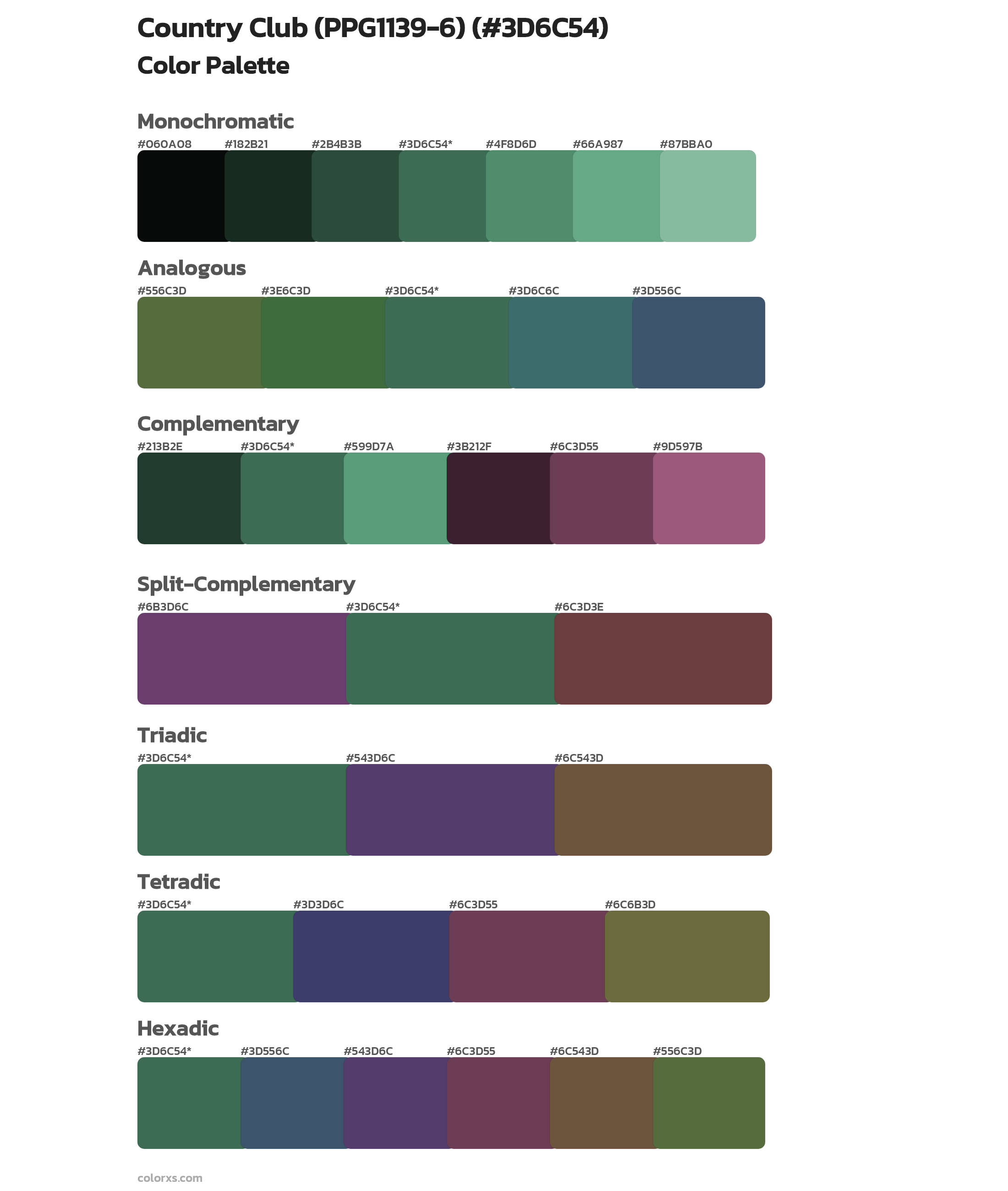 PPG Paints Country Club (PPG1139-6) Paint coordinating colors and ...
