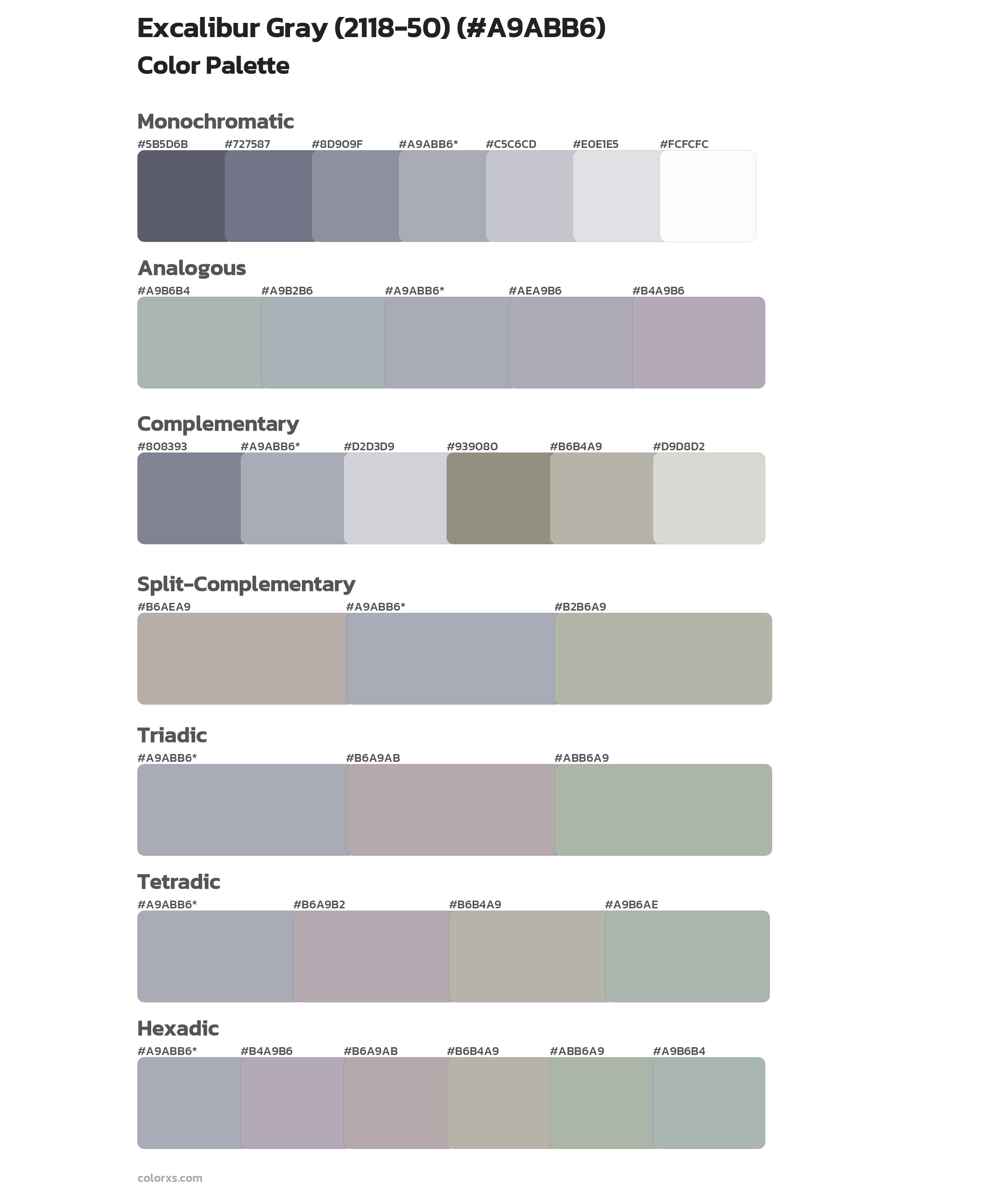 Benjamin Moore Excalibur Gray (2118-50) Paint coordinating colors and ...