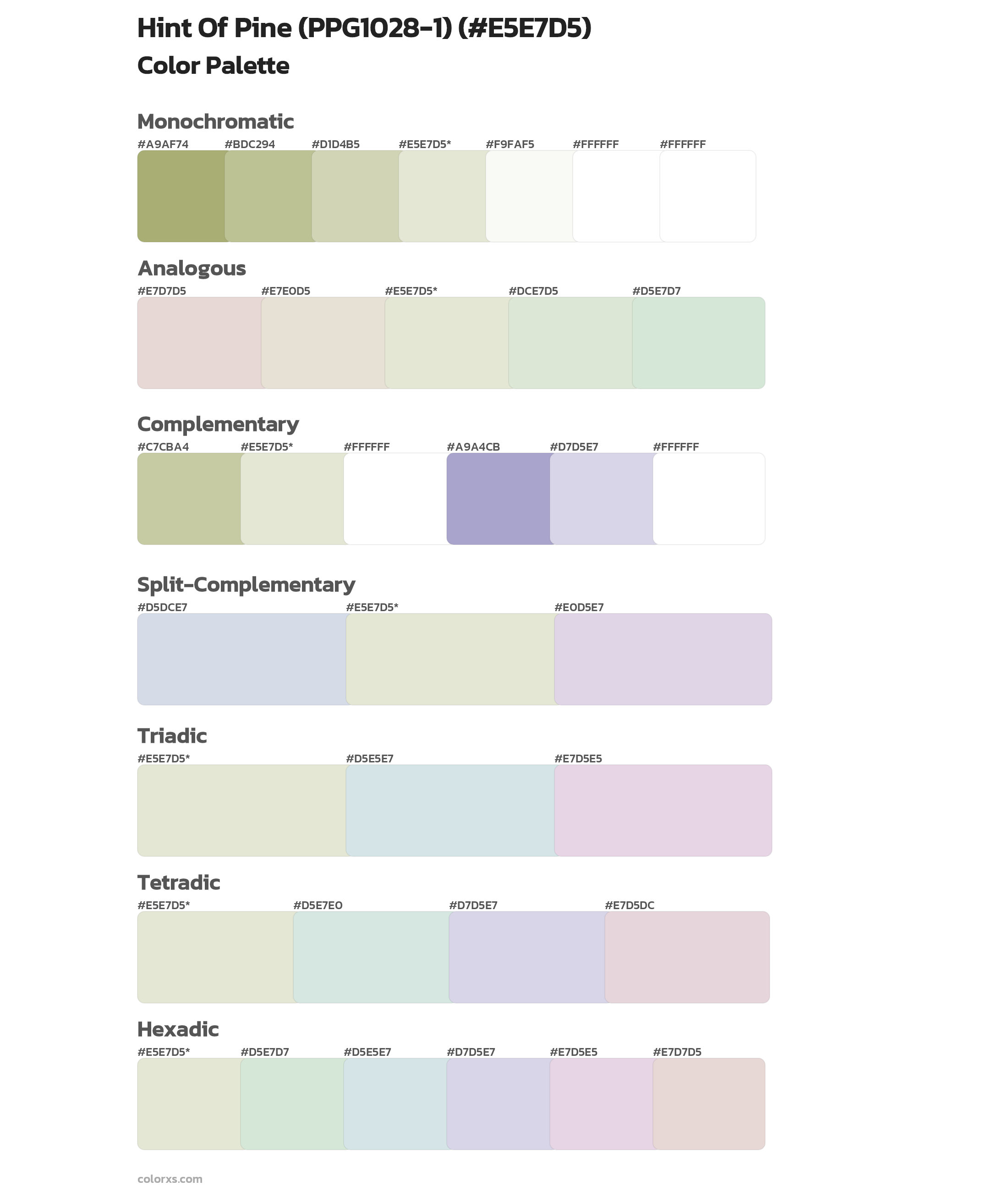 PPG Paints Hint Of Pine (PPG1028-1) Paint coordinating colors and ...