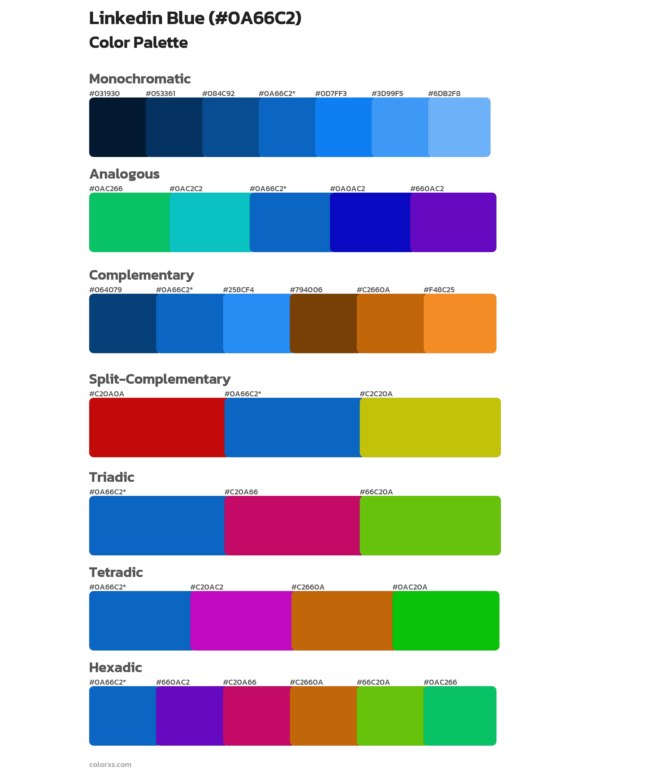 Linkedin Blue color palettes - colorxs.com