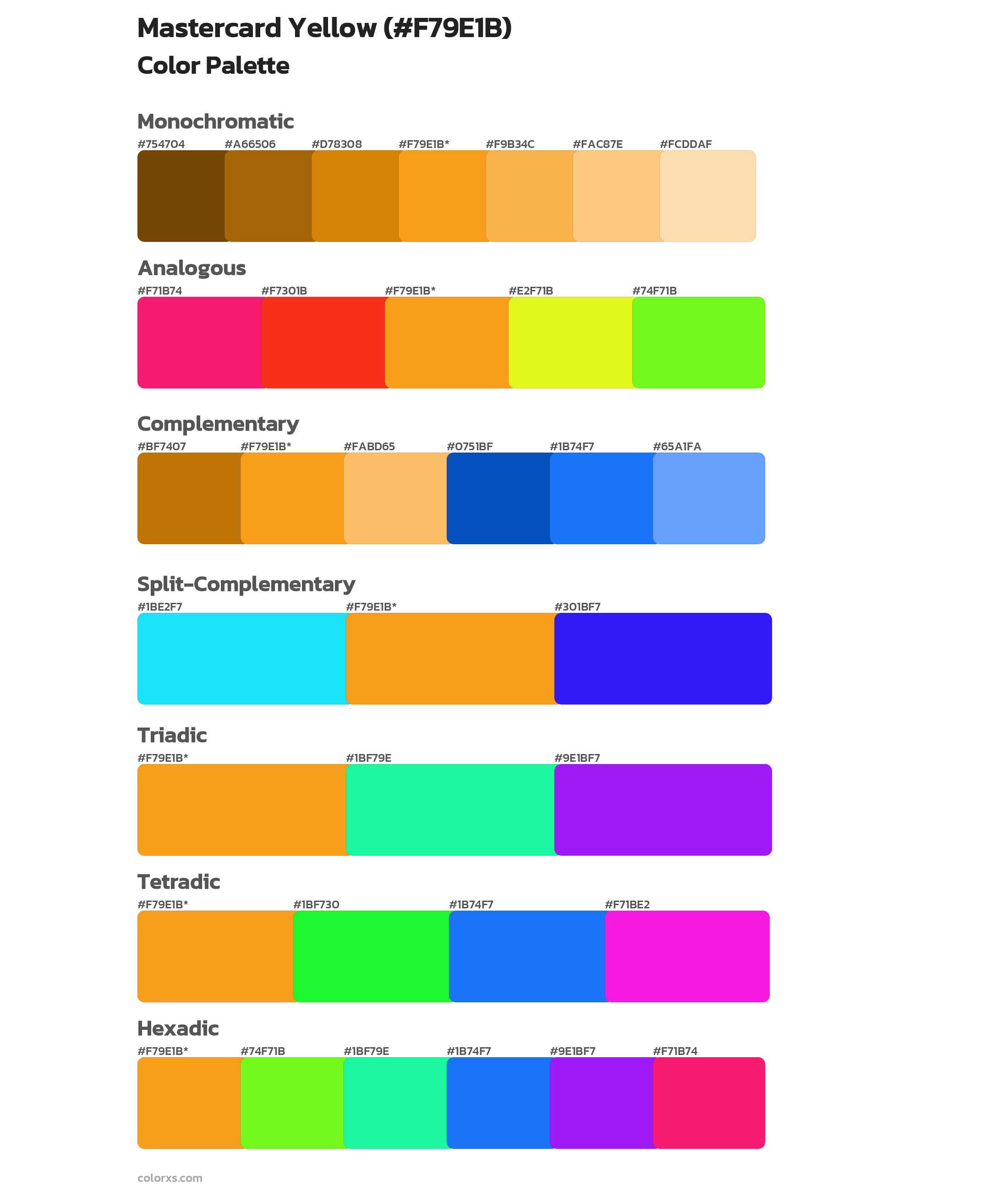 Mastercard Yellow color palettes - colorxs.com