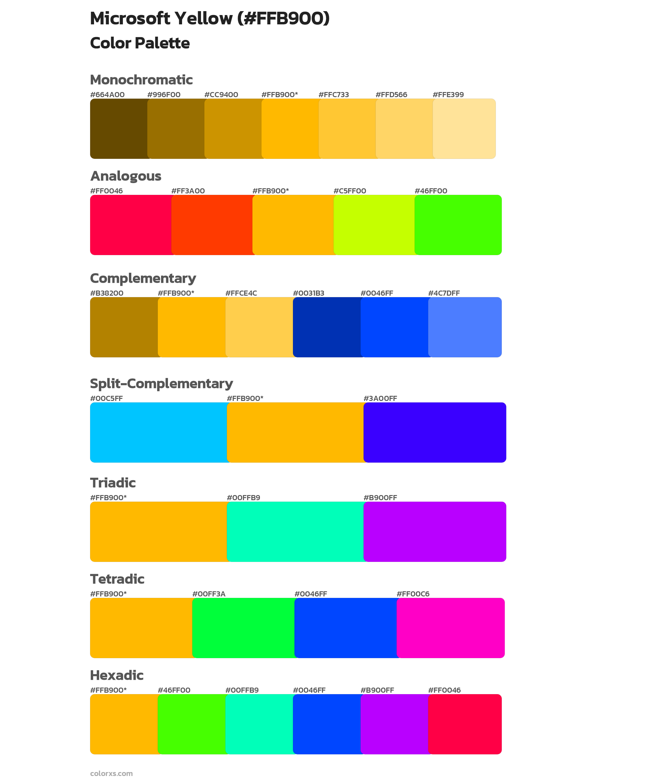 Microsoft Yellow color palettes - colorxs.com