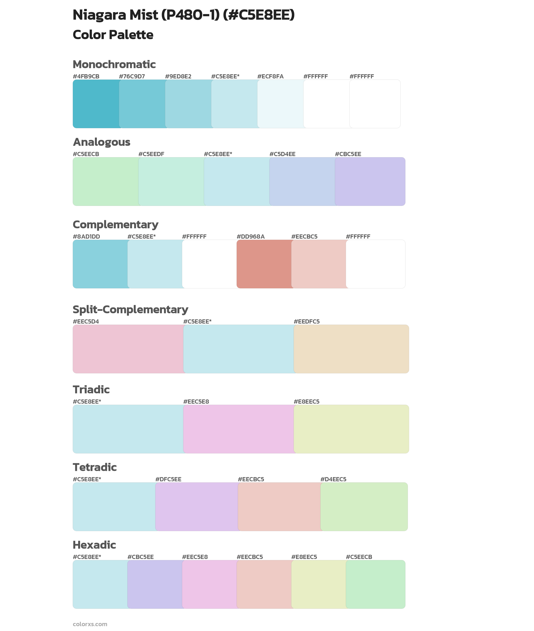 Behr Niagara Mist (P480-1) Paint coordinating colors and palettes ...