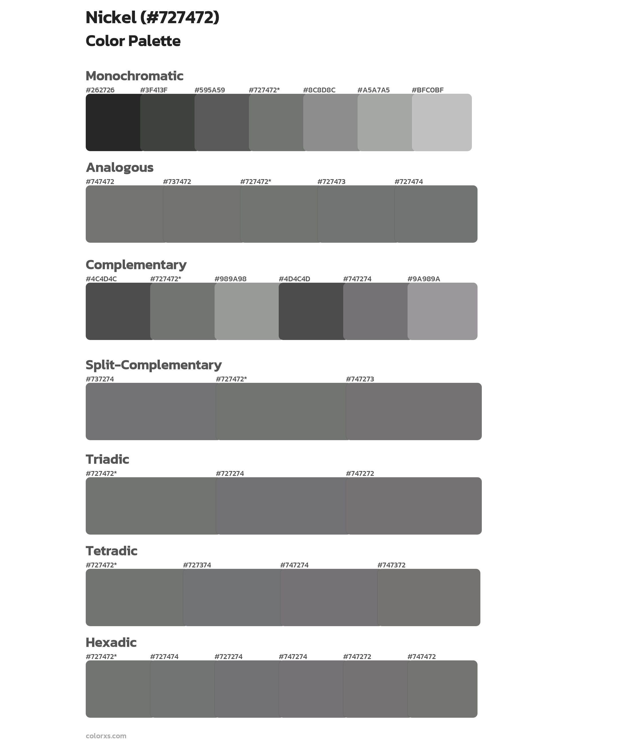 Nickel color palettes - colorxs.com