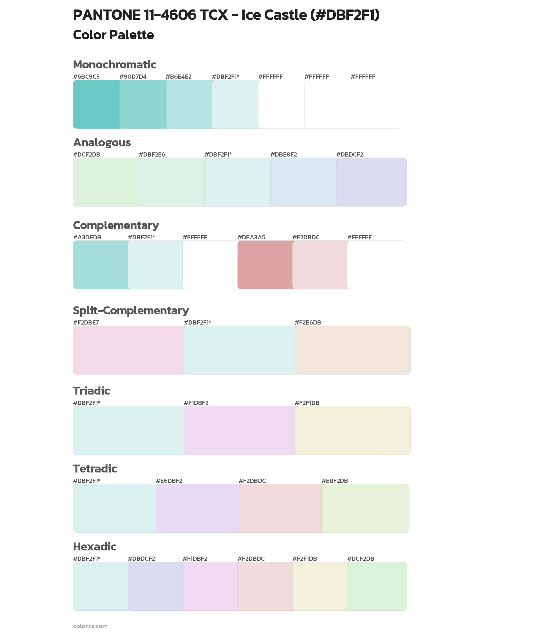 PANTONE 11-4606 TCX - Ice Castle color palettes - colorxs.com