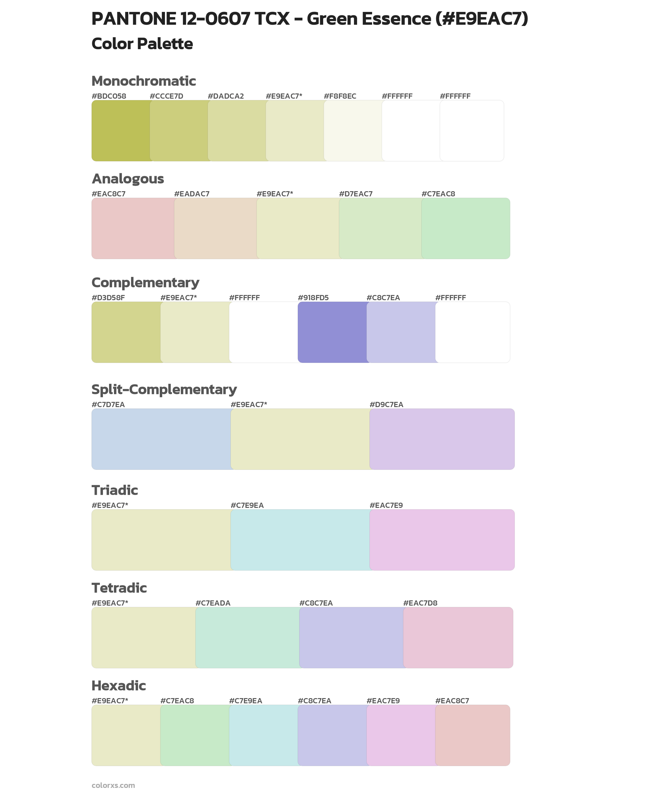 PANTONE 12-0607 TCX - Green Essence color palettes - colorxs.com