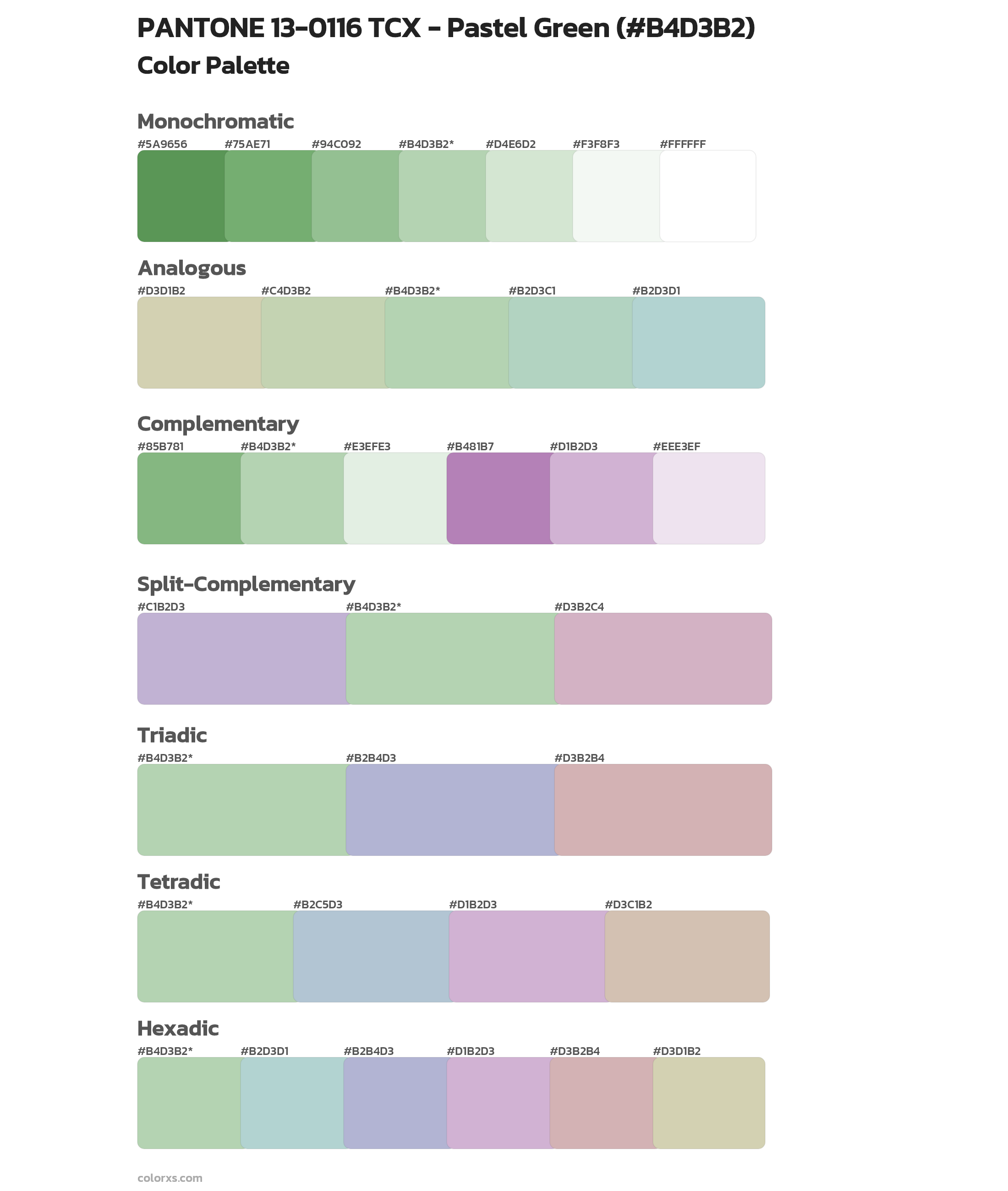 PANTONE 13 0116 TCX Pastel Green Color Palettes Colorxs
