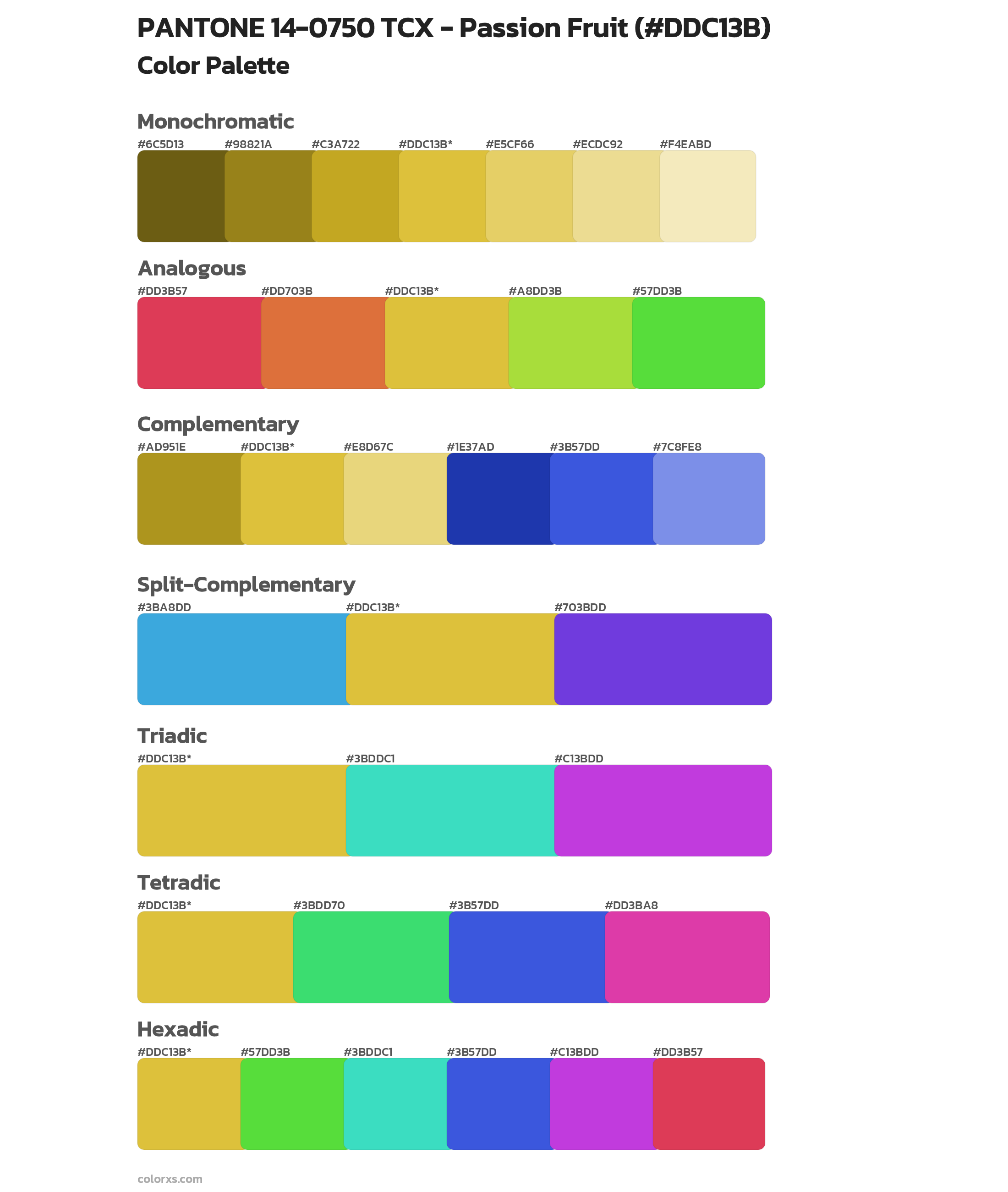 PANTONE 14-0750 TCX - Passion Fruit color palettes - colorxs.com