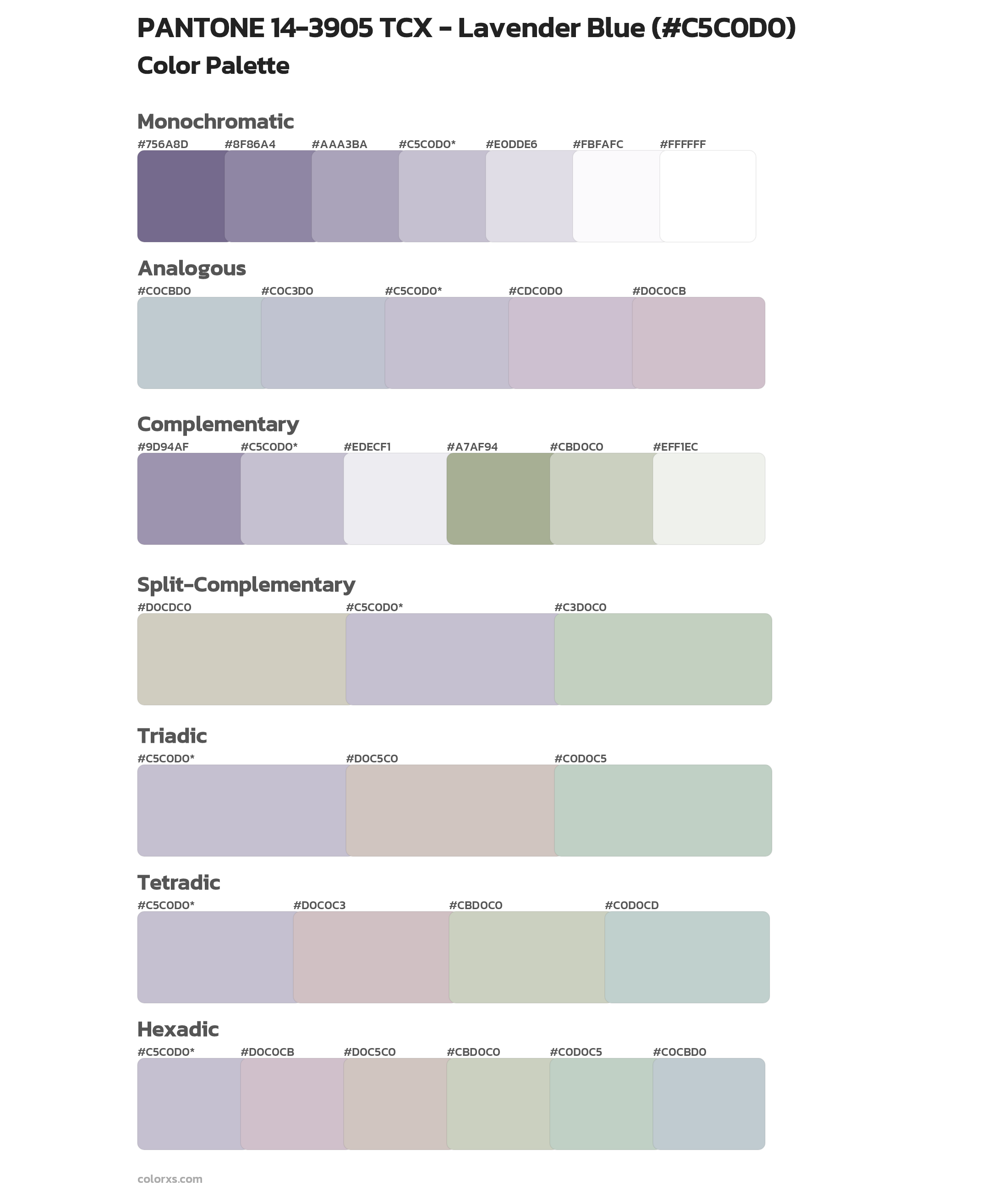PANTONE 14-3905 TCX - Lavender Blue color palettes - colorxs.com