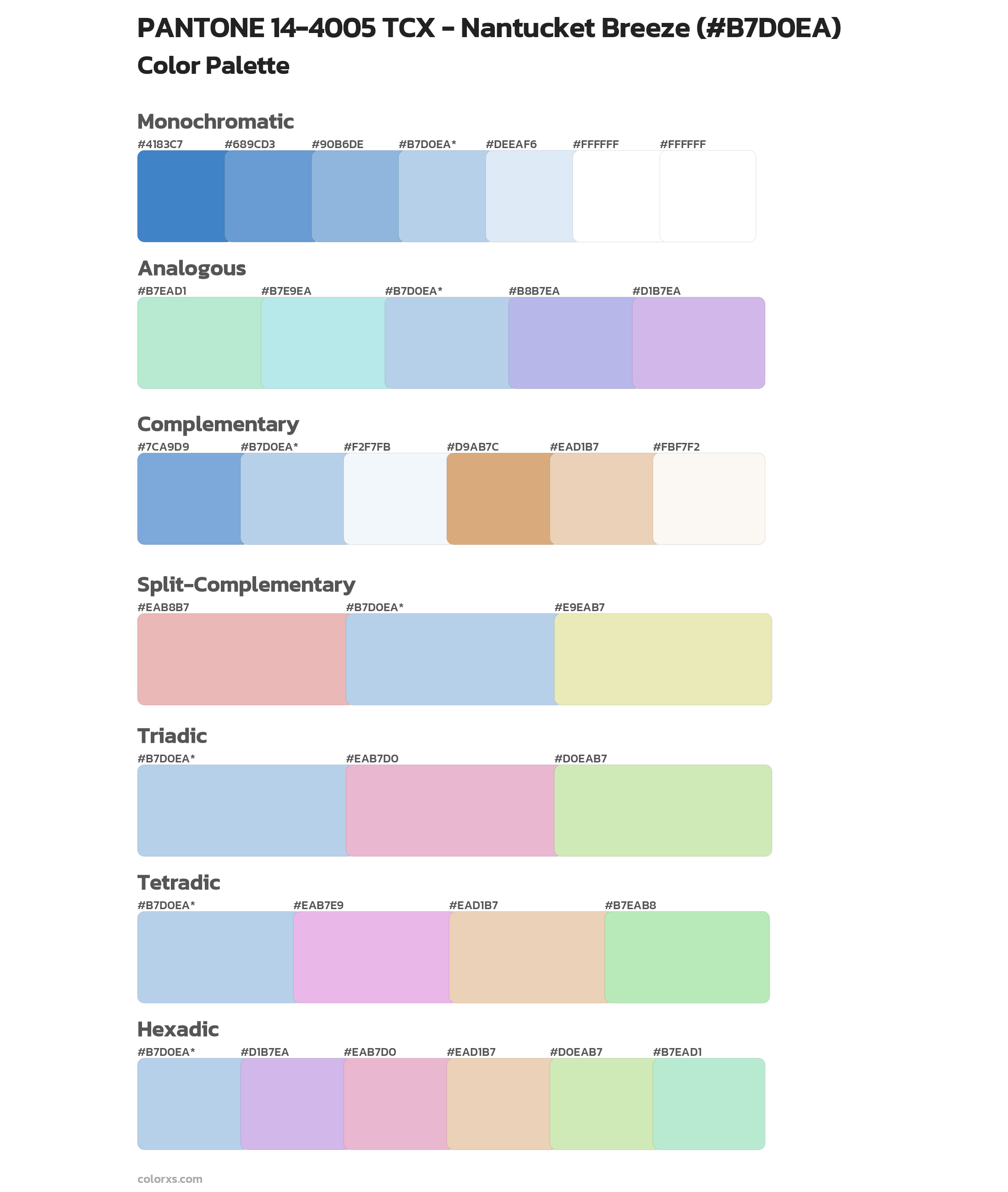 PANTONE 14-4005 TCX - Nantucket Breeze color palettes - colorxs.com