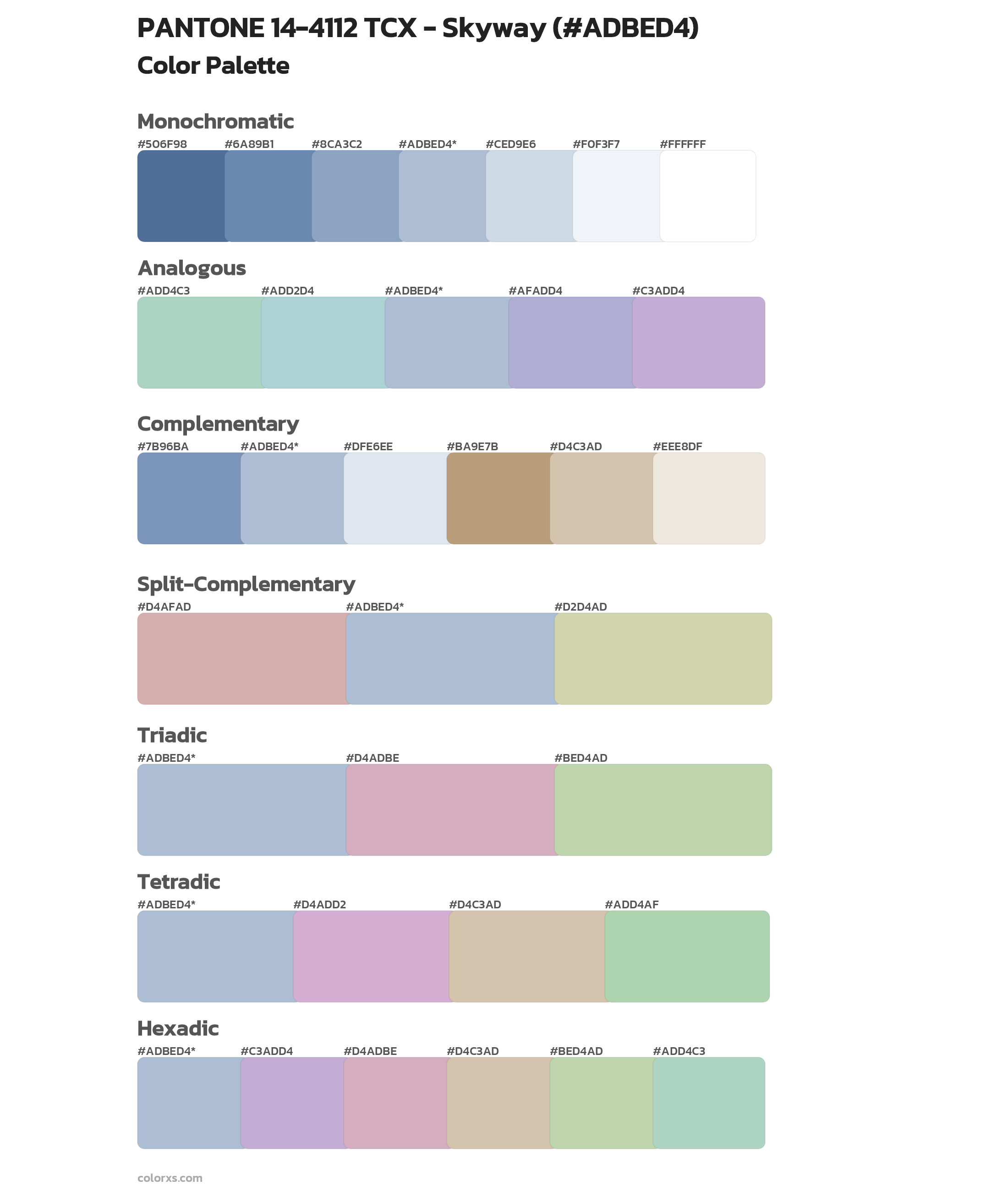 PANTONE 14-4112 TCX - Skyway color palettes - colorxs.com