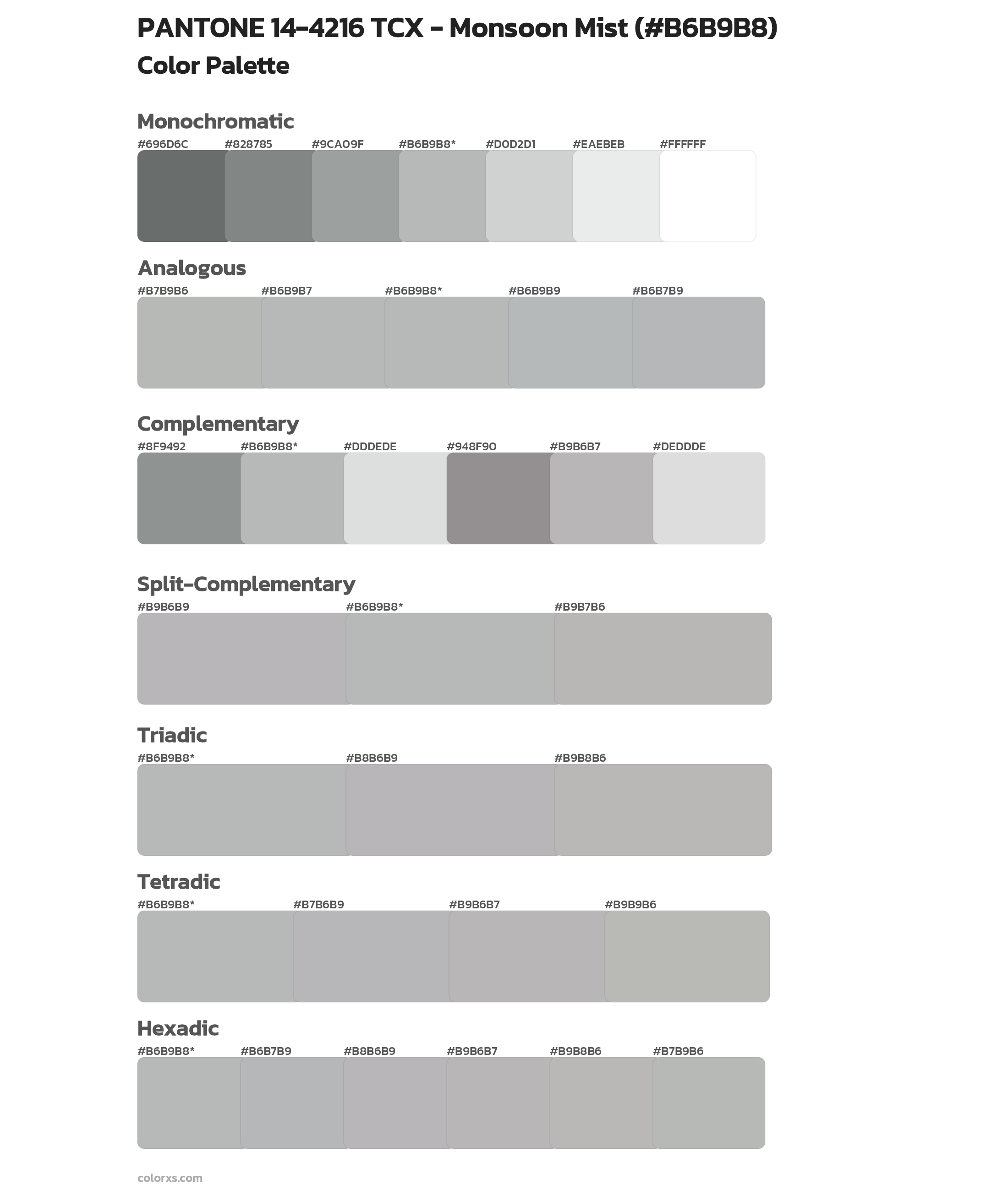 PANTONE 14-4216 TCX - Monsoon Mist color palettes - colorxs.com