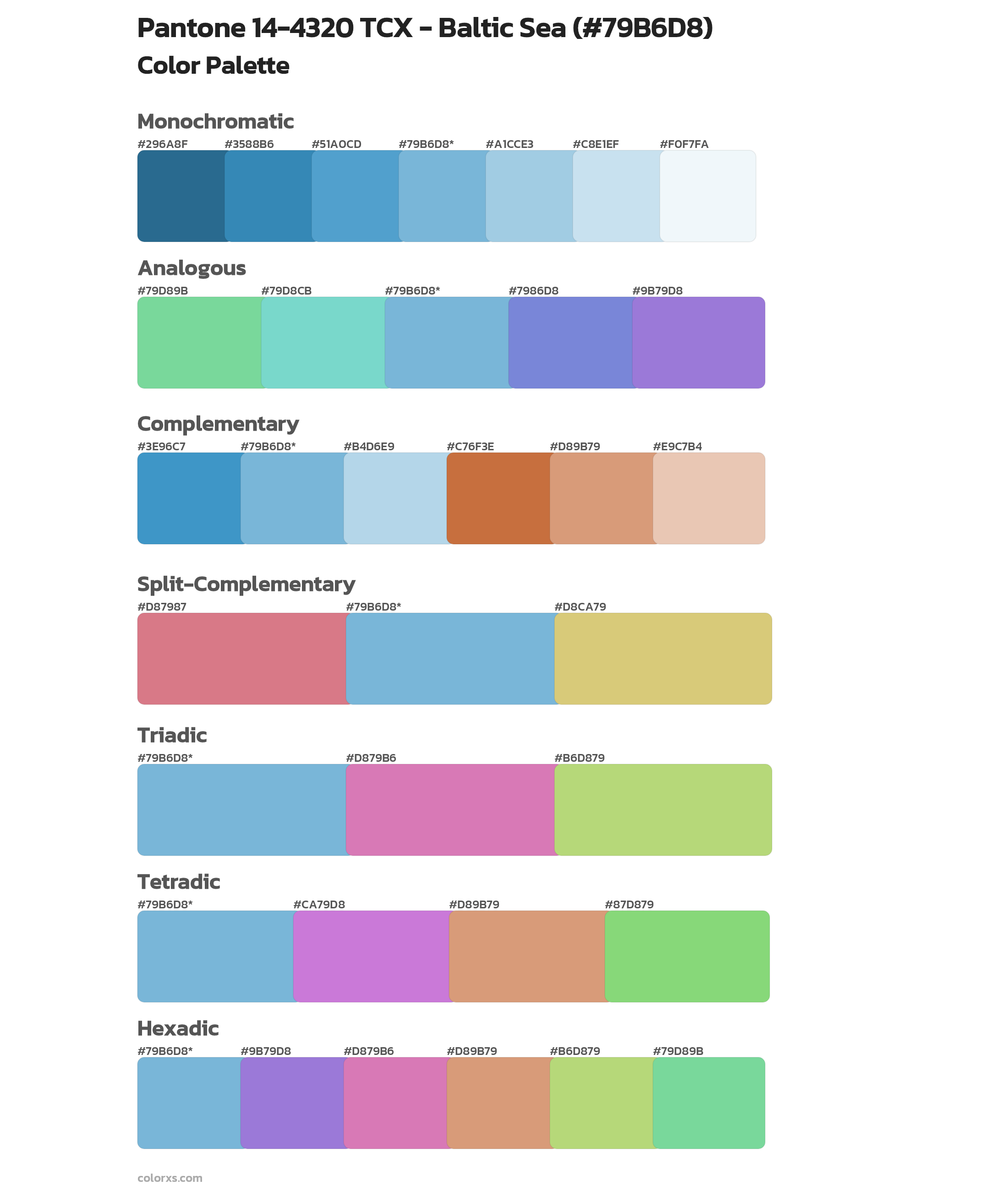 Pantone 14-4320 TCX - Baltic Sea color palettes - colorxs.com