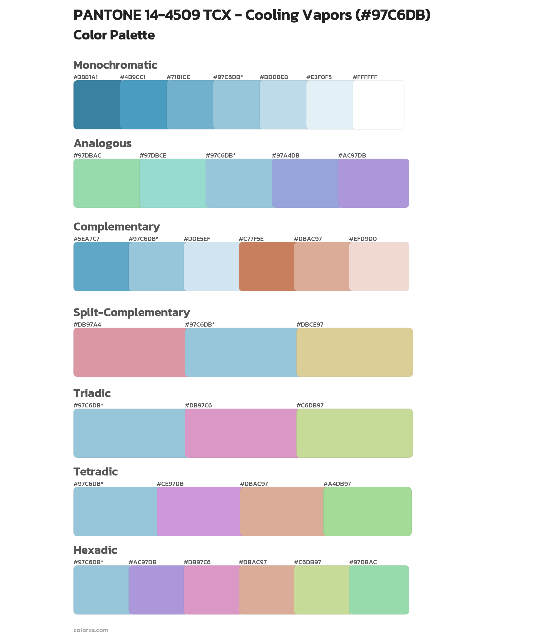 PANTONE 14-4509 TCX - Cooling Vapors color palettes - colorxs.com