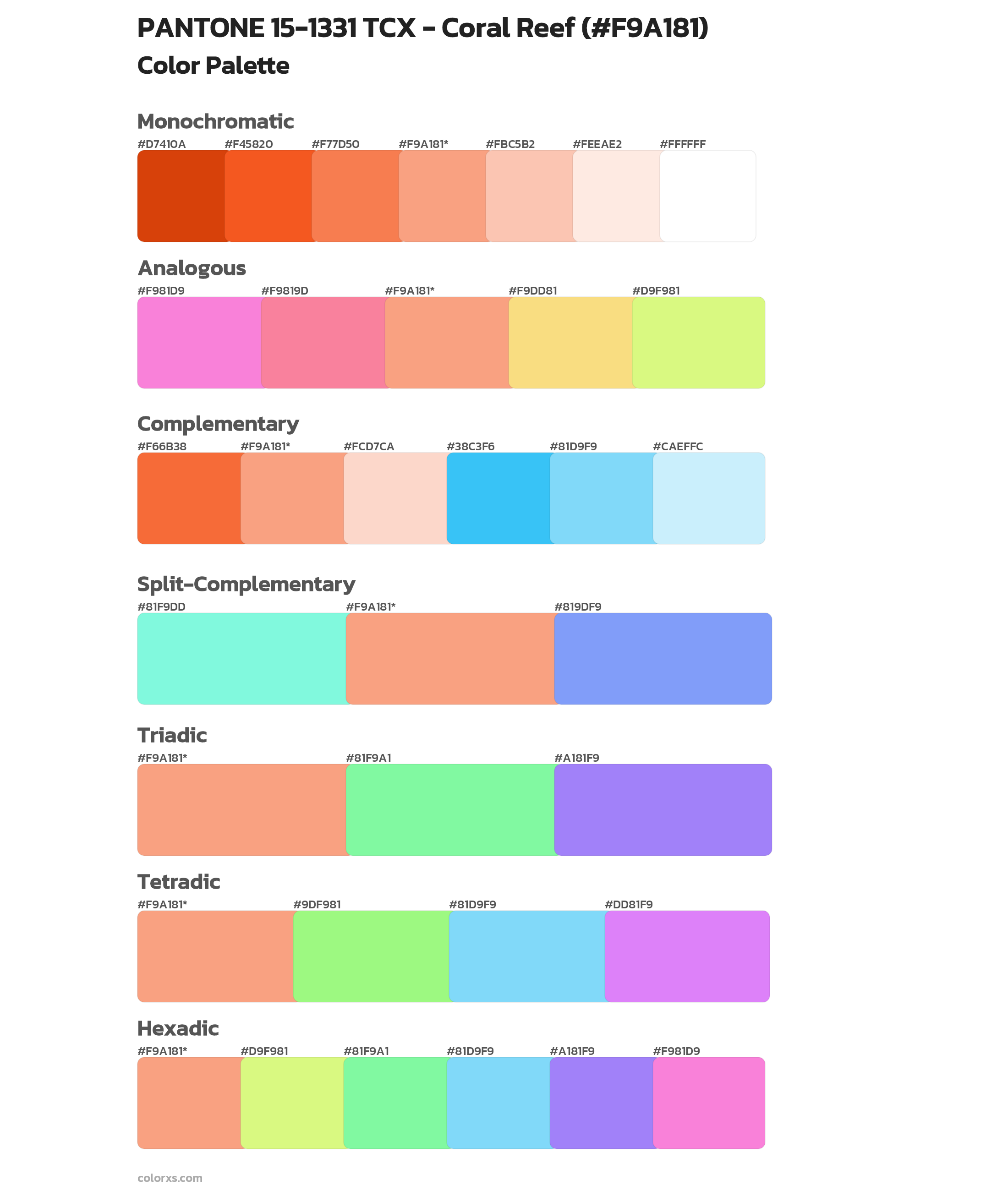 PANTONE 15-1331 TCX - Coral Reef color palettes - colorxs.com