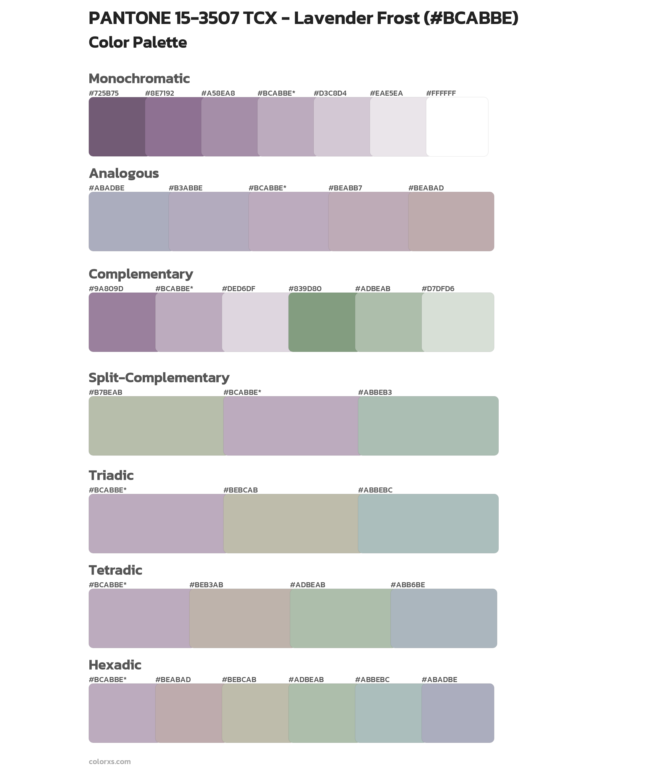 PANTONE 15-3507 TCX - Lavender Frost color palettes - colorxs.com