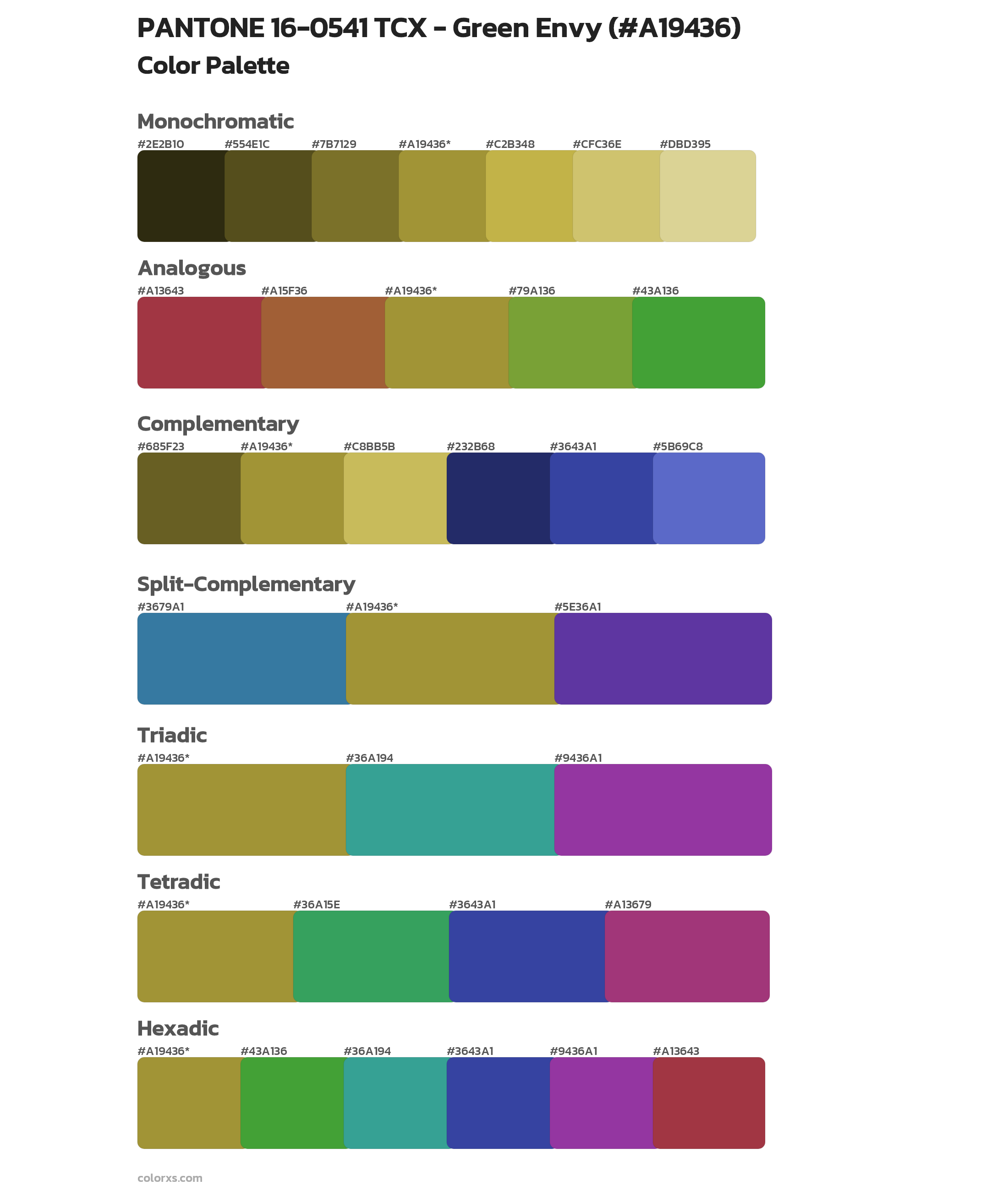 PANTONE 16-0541 TCX - Green Envy color palettes - colorxs.com