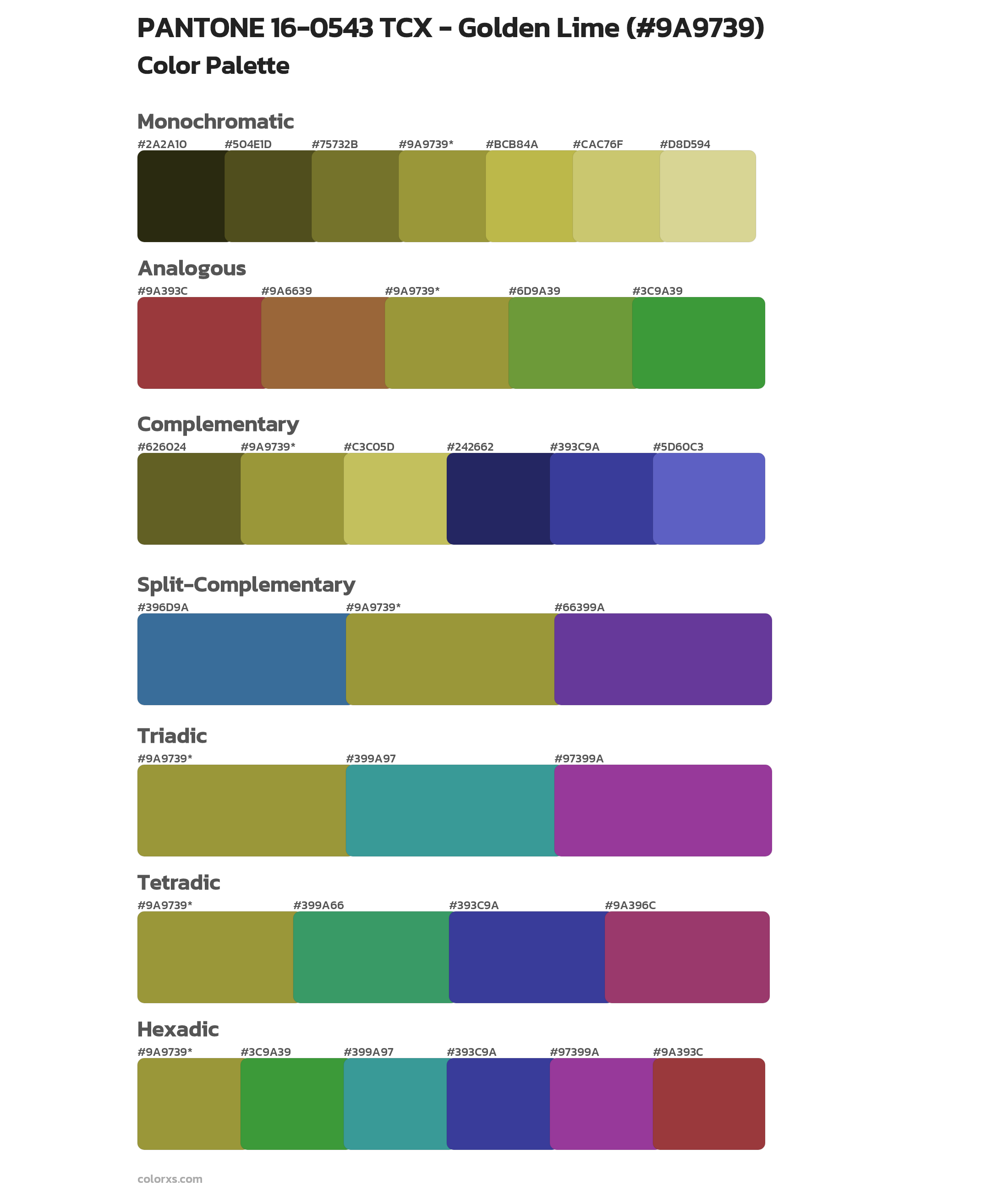 PANTONE 16-0543 TCX - Golden Lime color palettes - colorxs.com