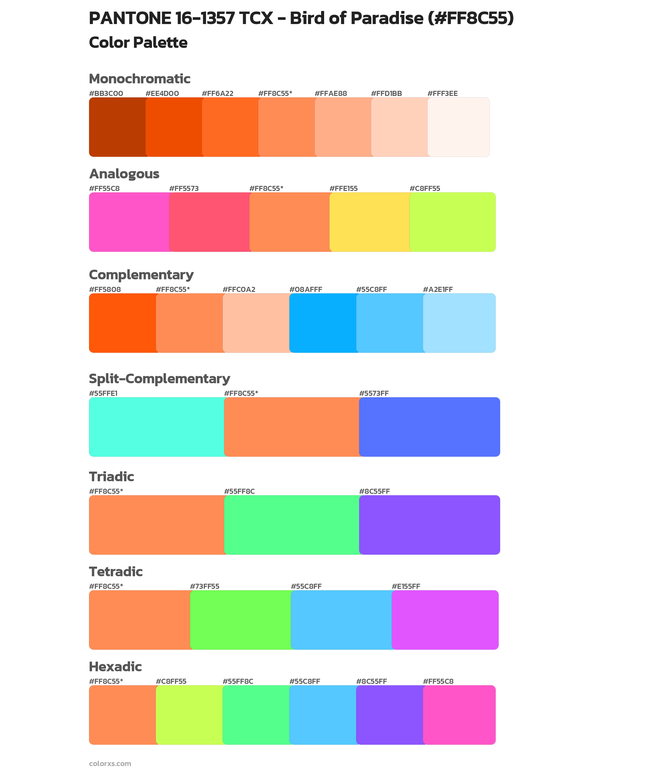 PANTONE 16-1357 TCX - Bird of Paradise color palettes - colorxs.com