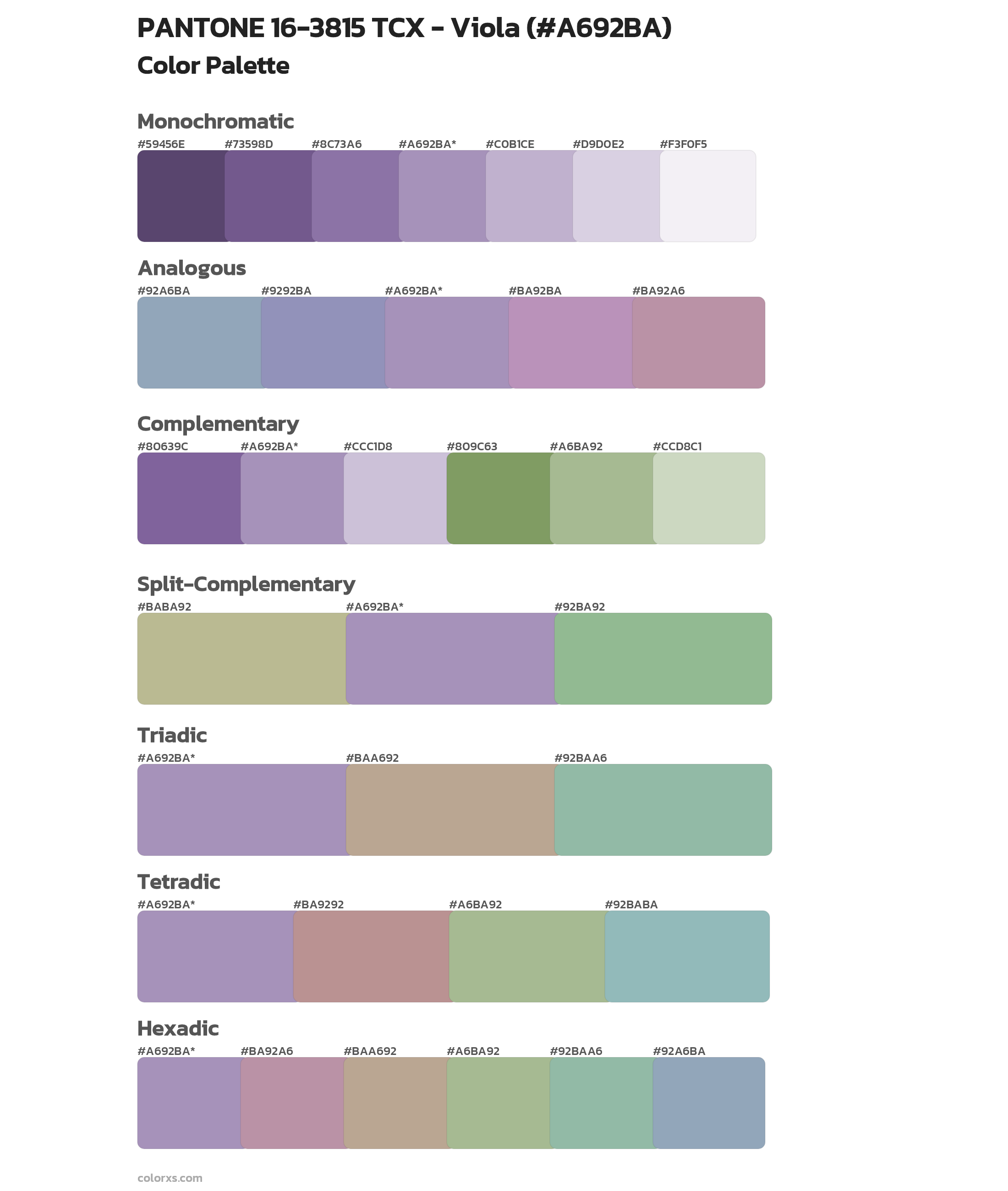 PANTONE 16-3815 TCX - Viola color palettes - colorxs.com