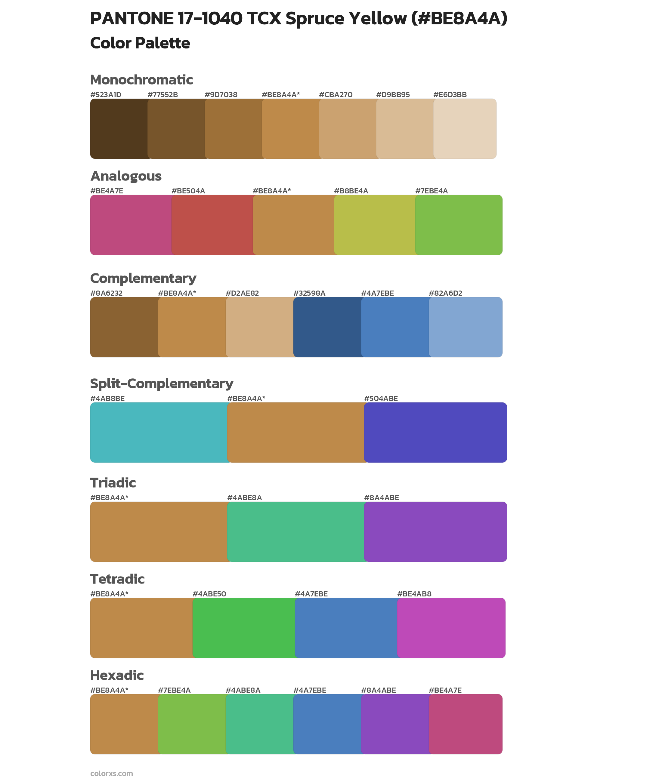 PANTONE 17-1040 TCX Spruce Yellow color palettes - colorxs.com