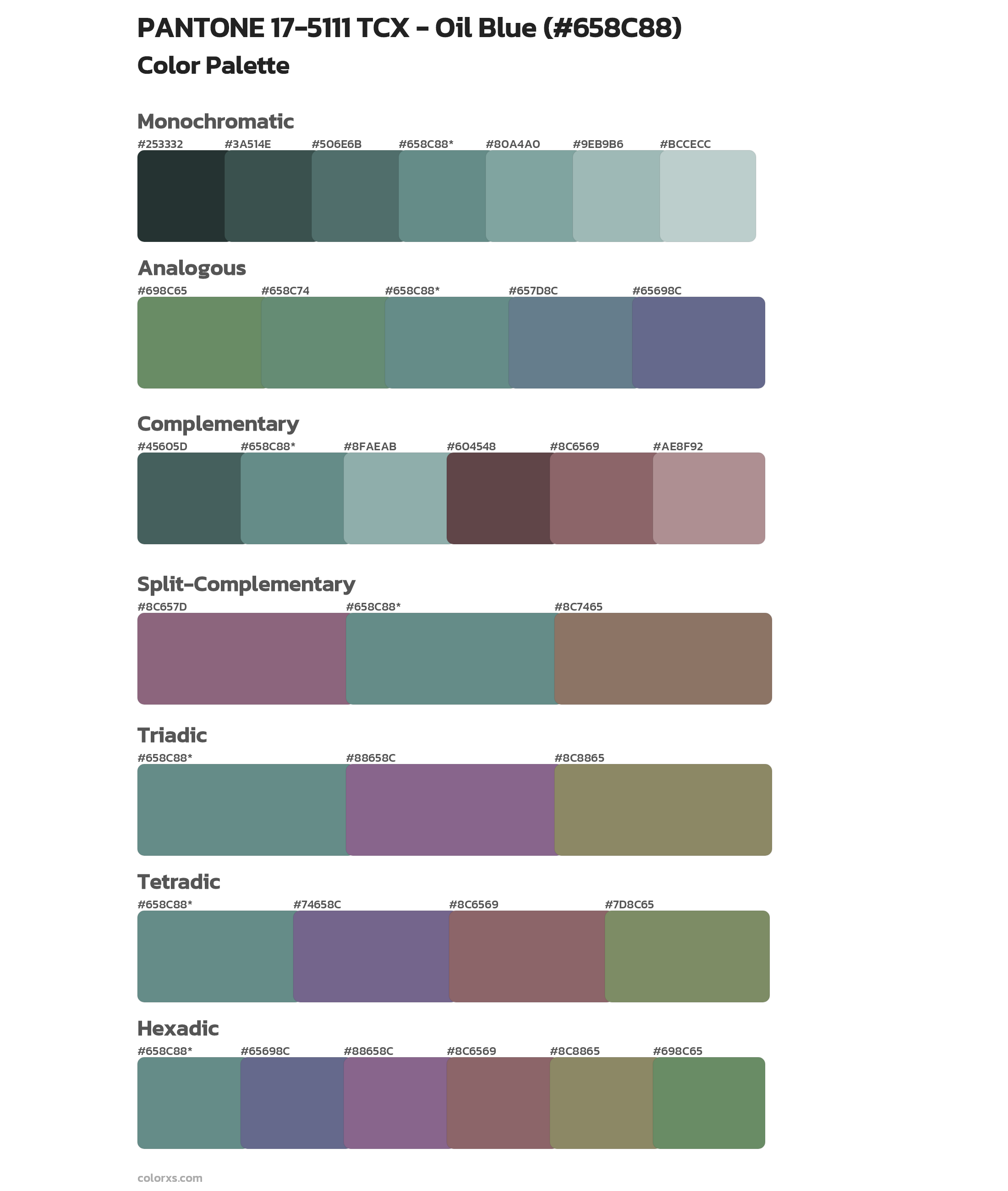 PANTONE 17-5111 TCX - Oil Blue color palettes - colorxs.com