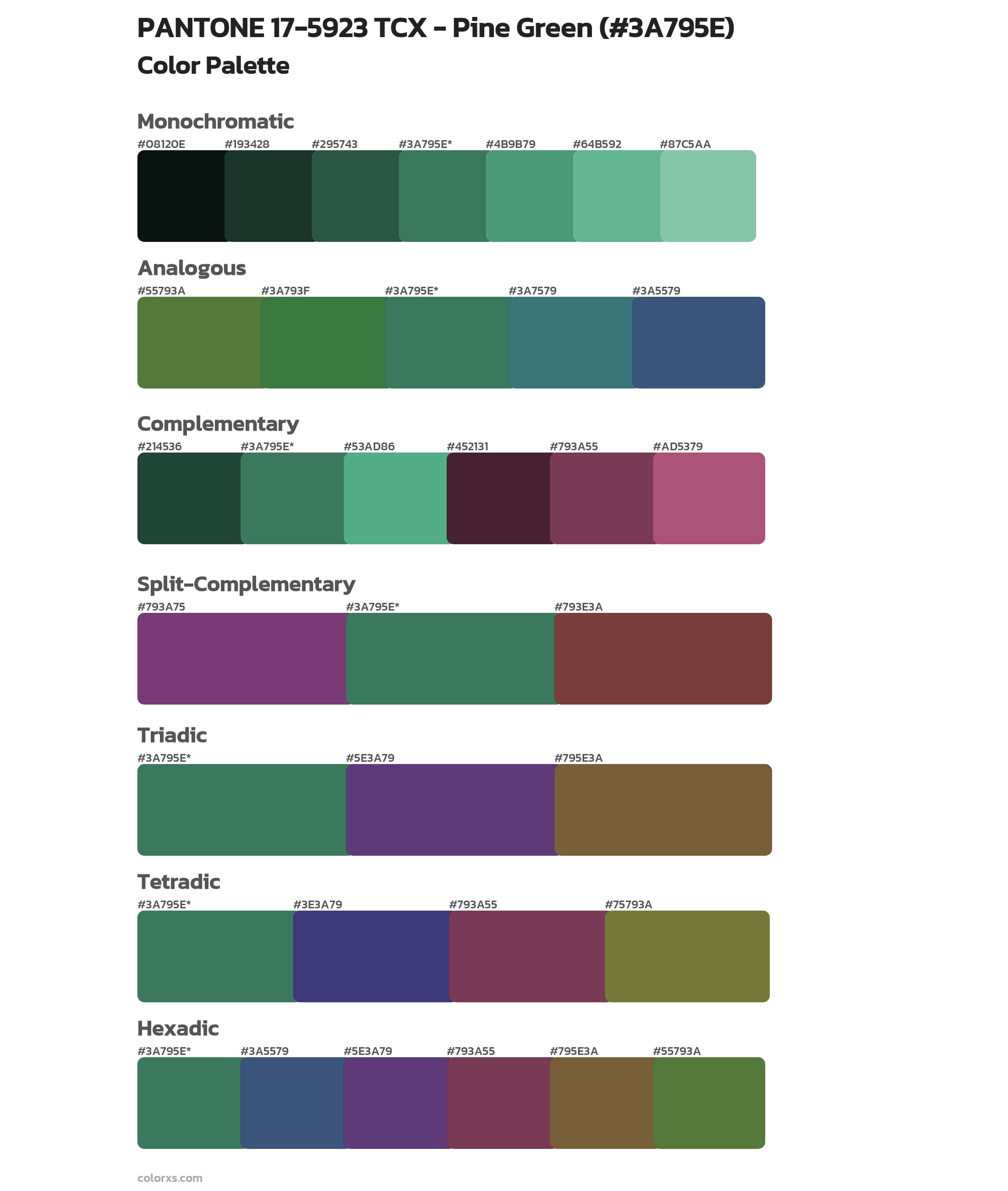 PANTONE 17-5923 TCX - Pine Green color palettes - colorxs.com