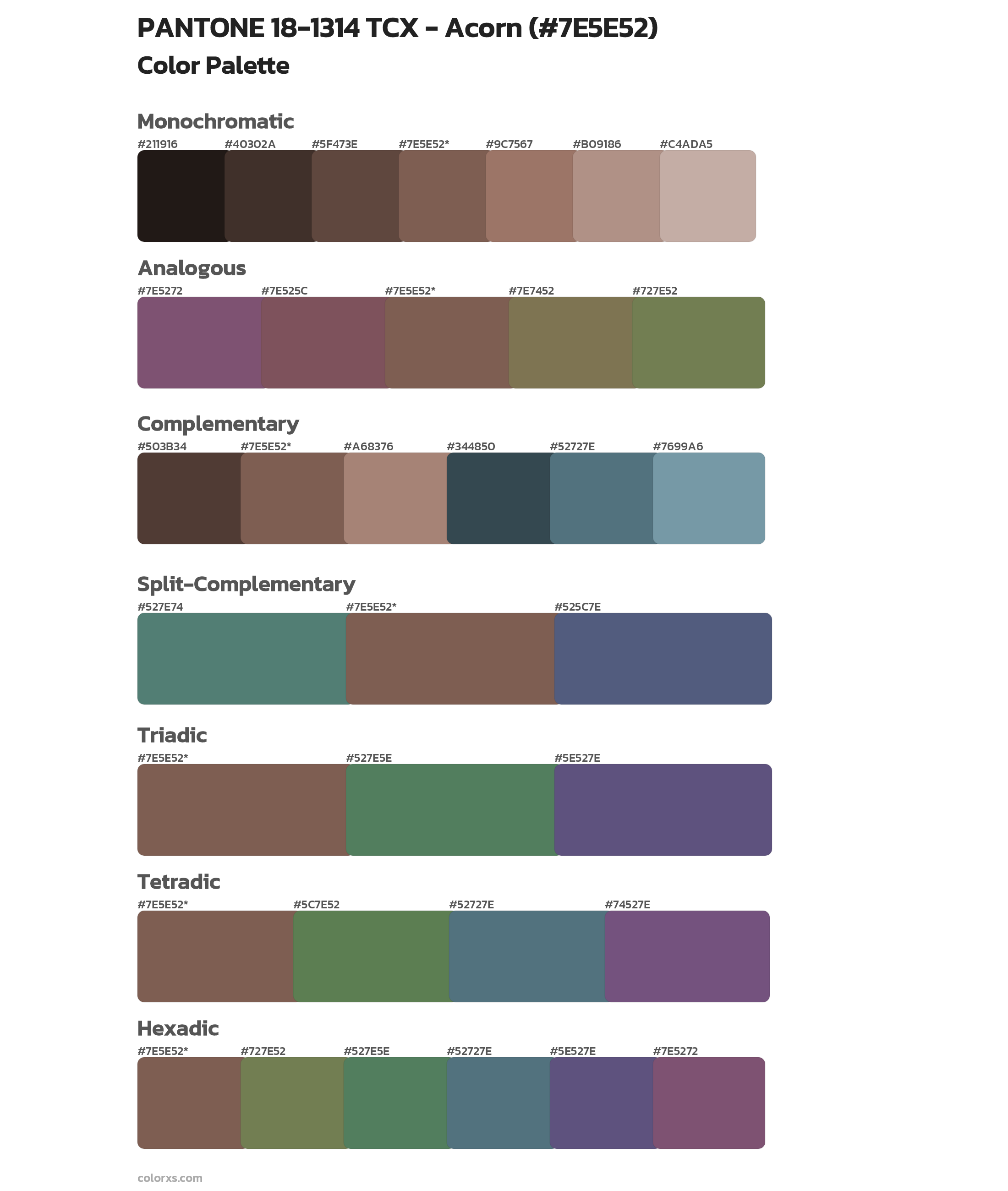 PANTONE 18-1314 TCX - Acorn color palettes - colorxs.com