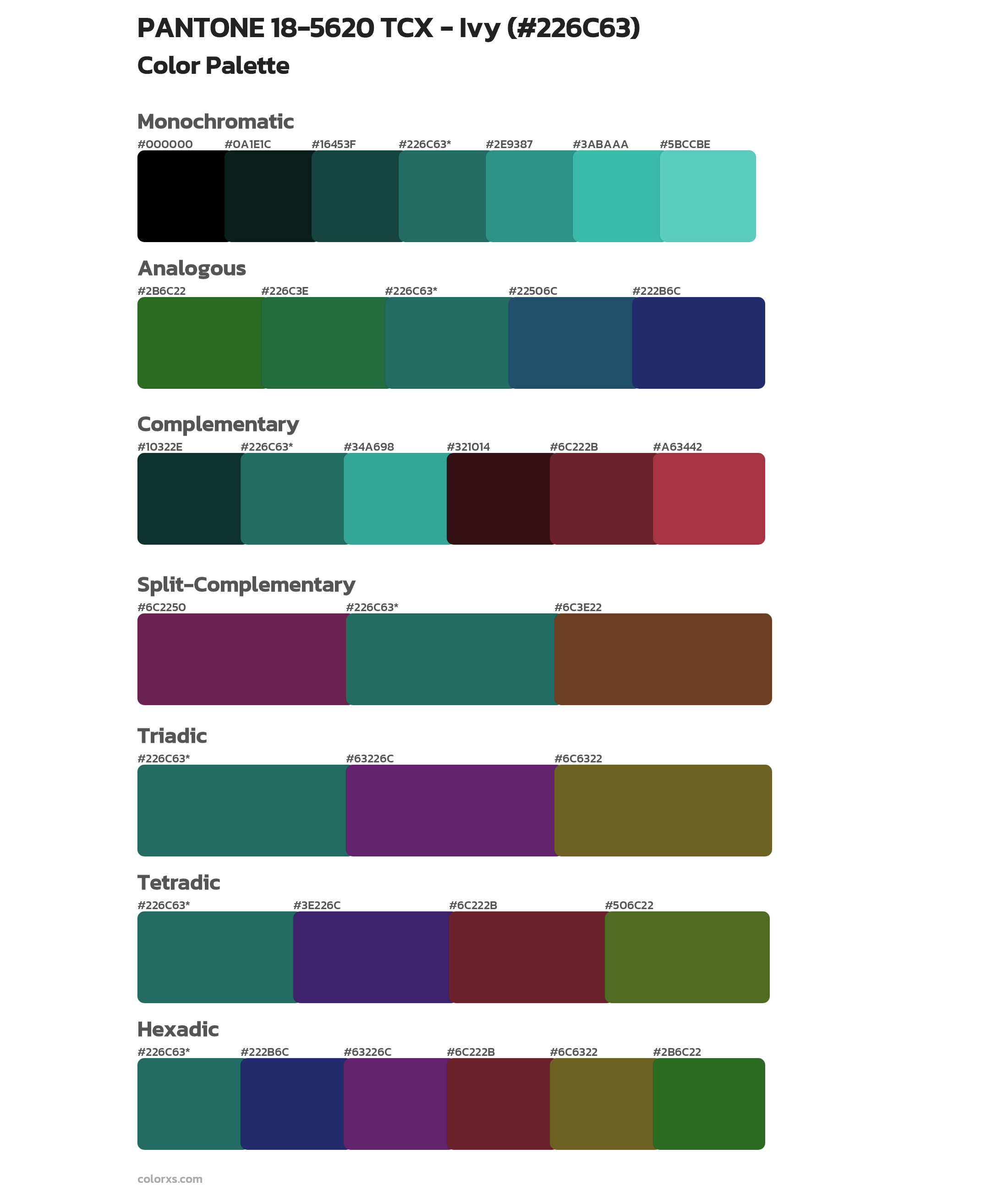PANTONE 18-5620 TCX - Ivy color palettes - colorxs.com