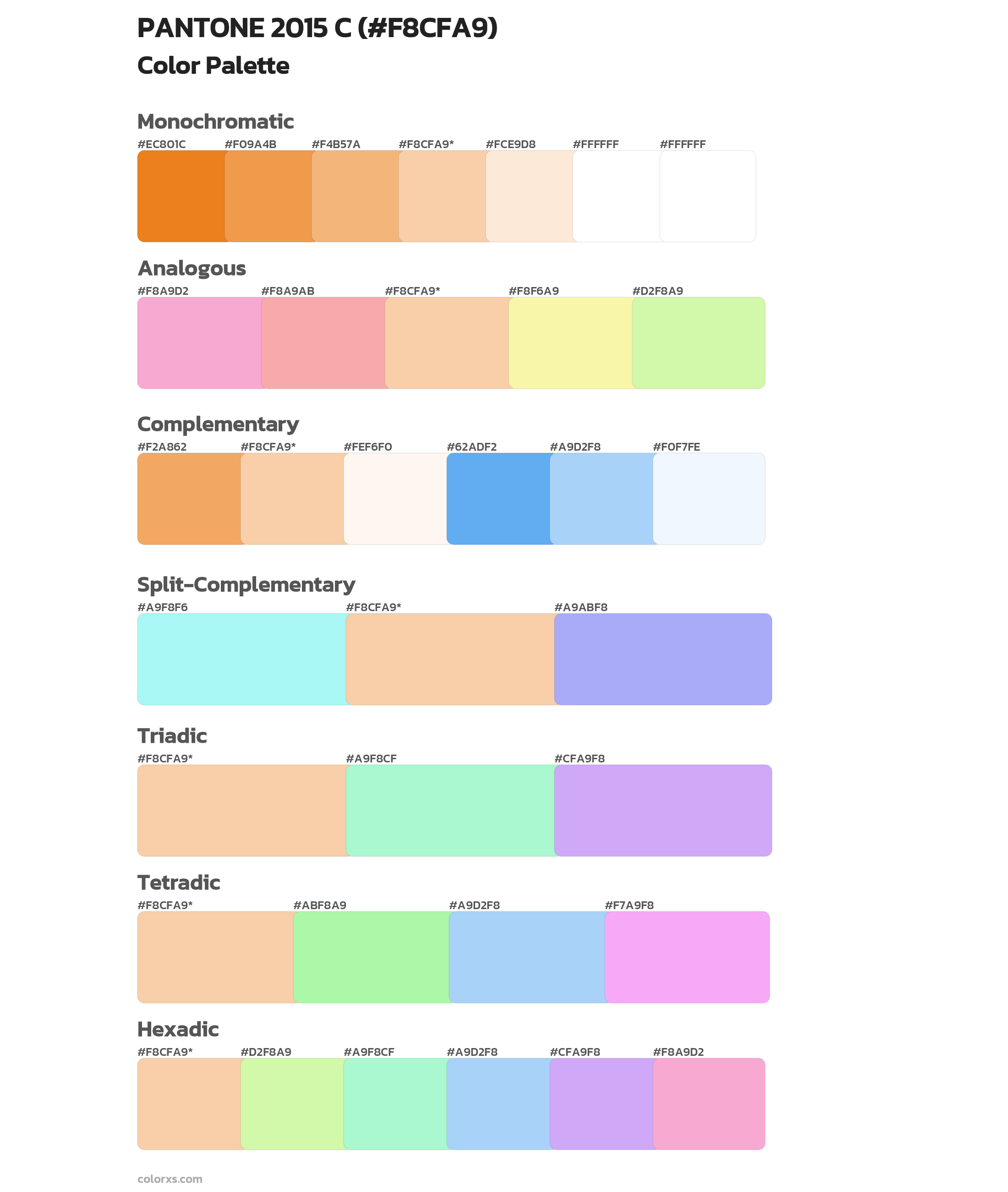 PANTONE 2015 C color palettes - colorxs.com