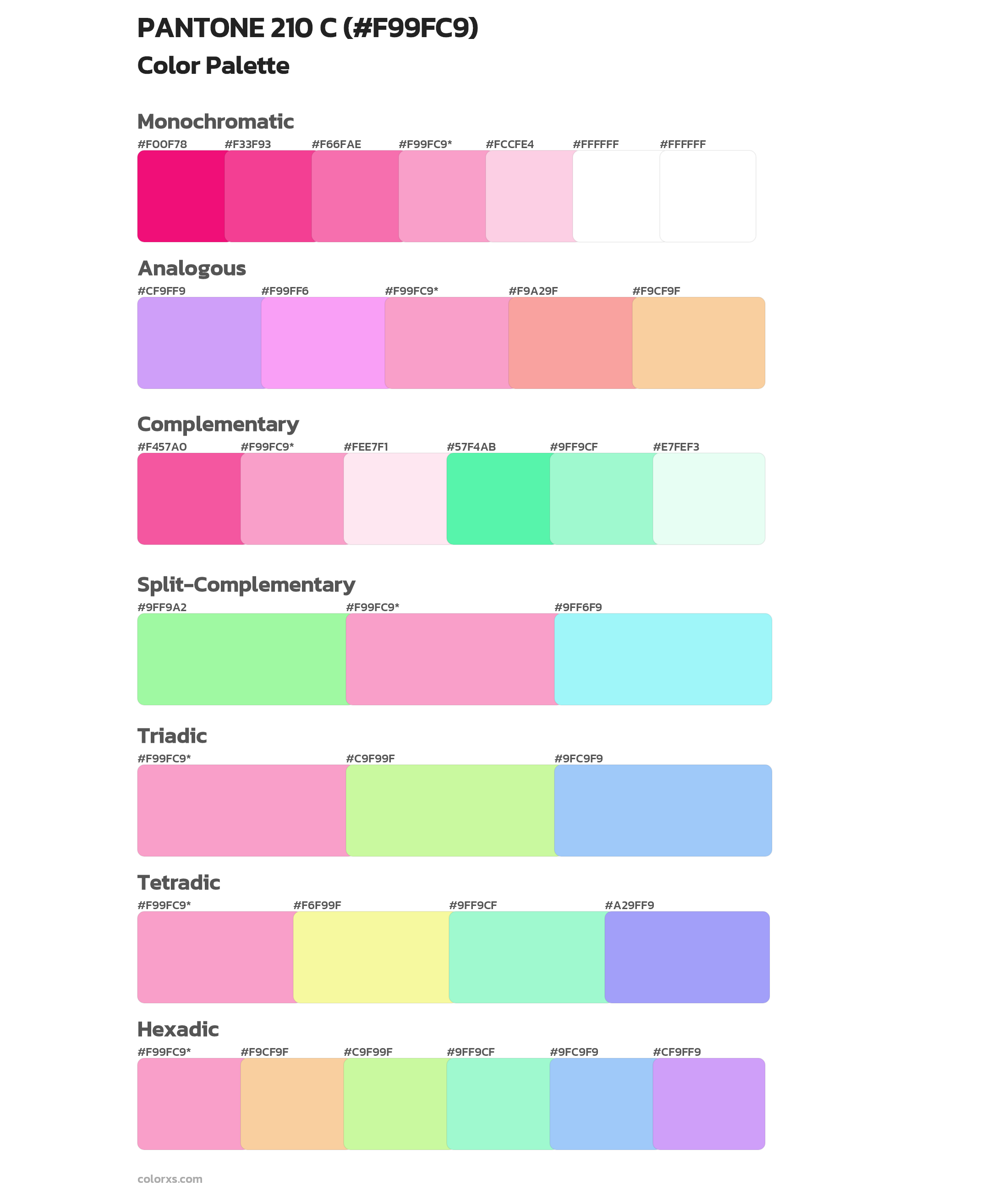 PANTONE 210 C color palettes - colorxs.com