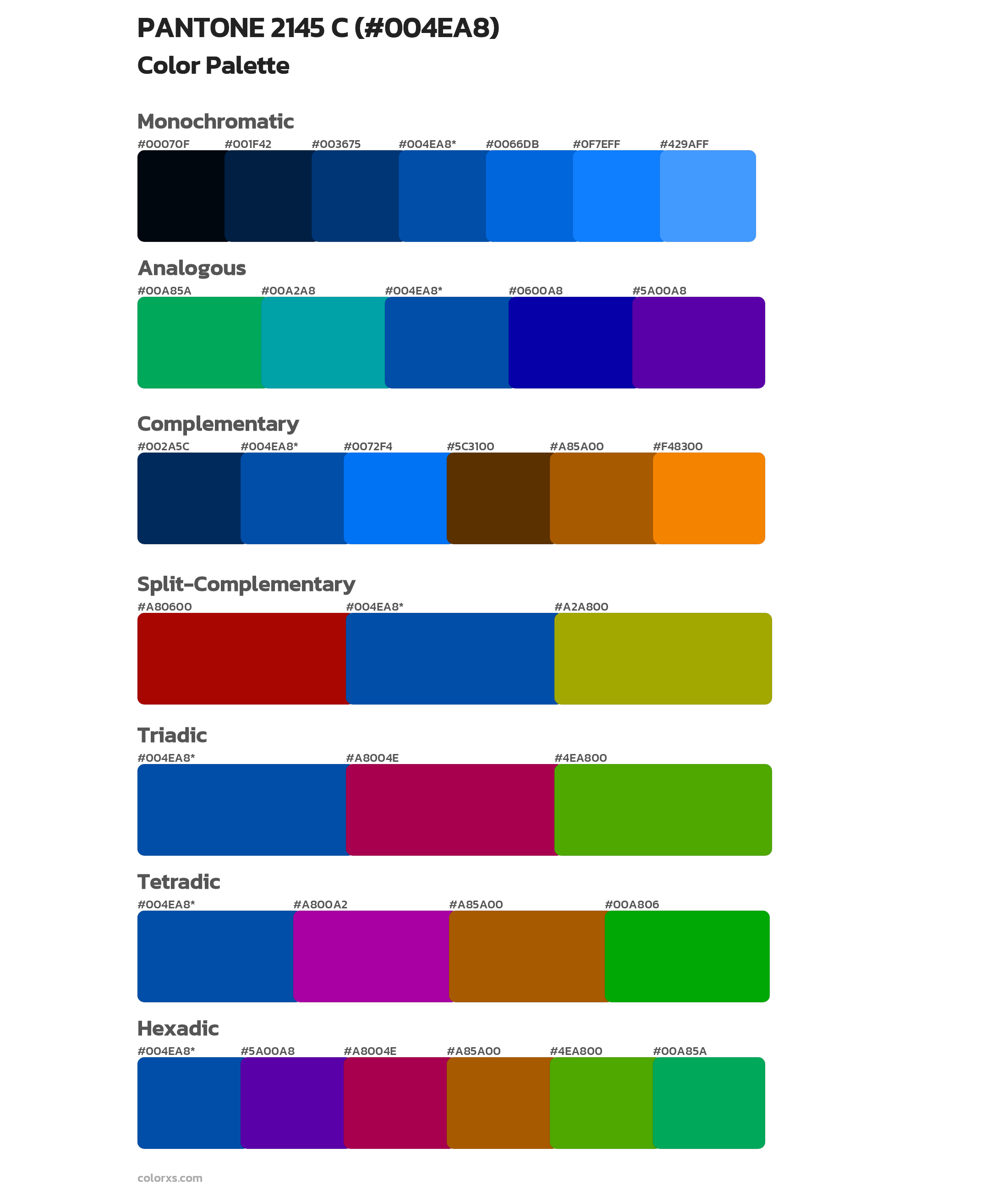 PANTONE 2145 C color palettes - colorxs.com