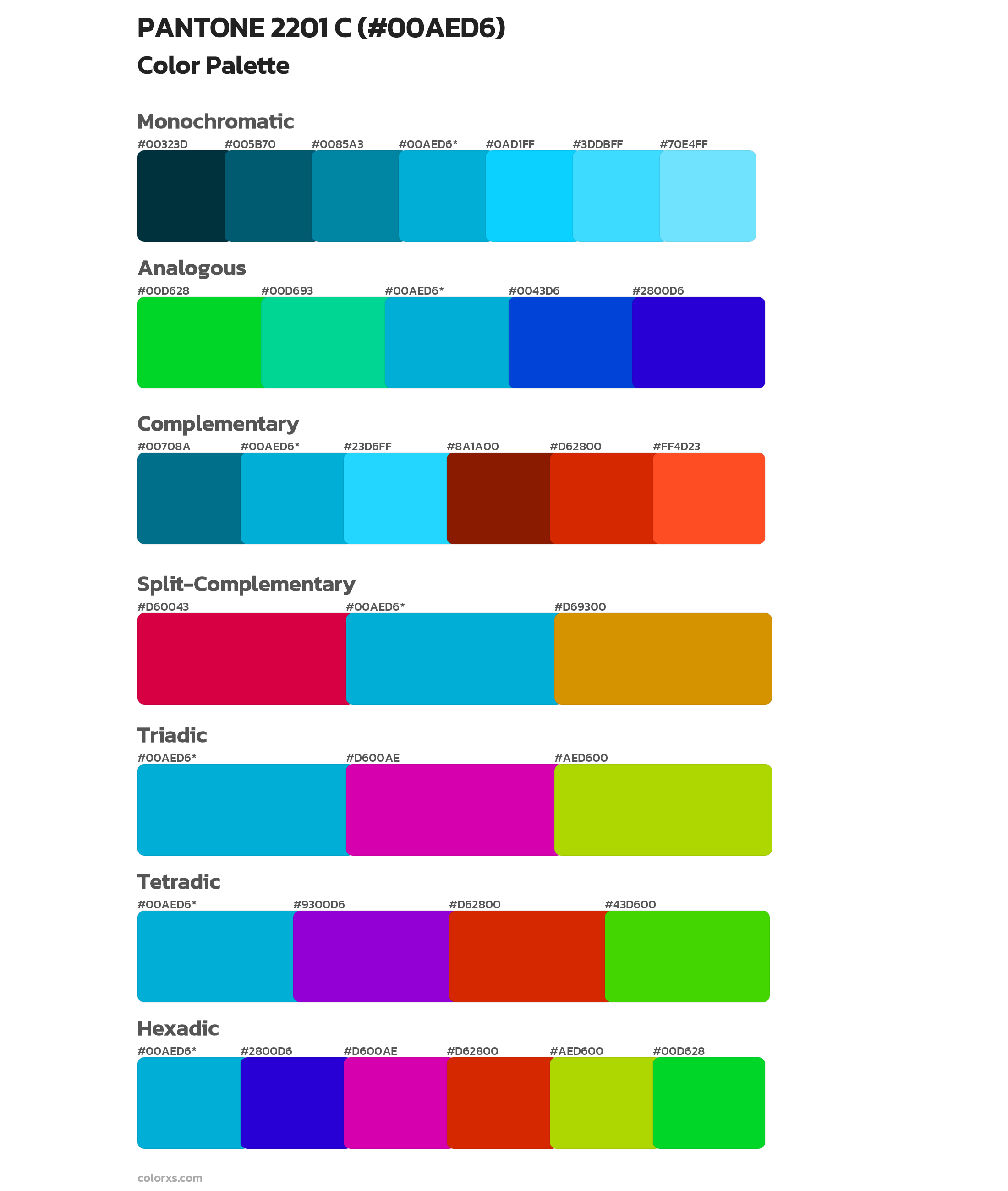 PANTONE 2201 C color palettes - colorxs.com