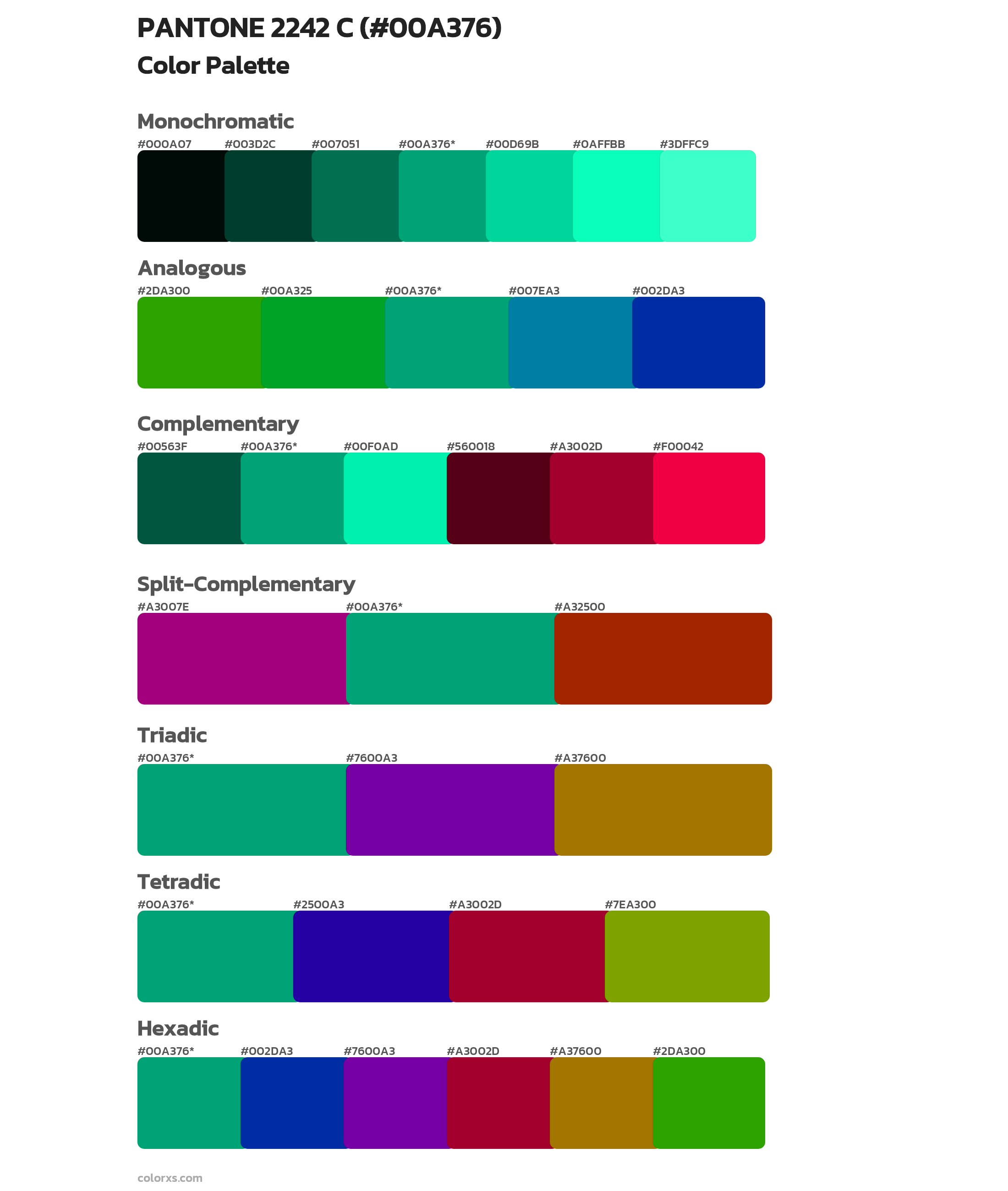 PANTONE 2242 C color palettes - colorxs.com