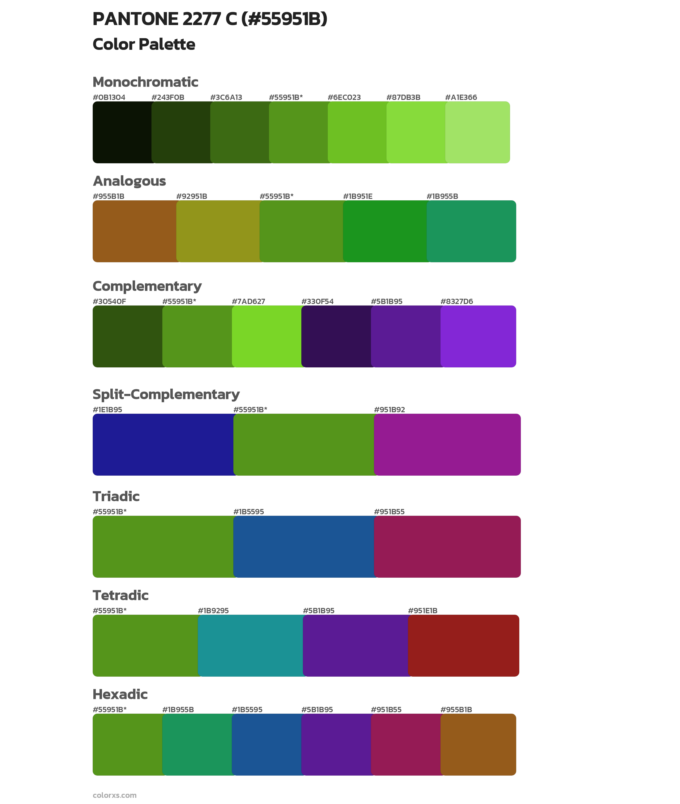 PANTONE 2277 C color palettes - colorxs.com