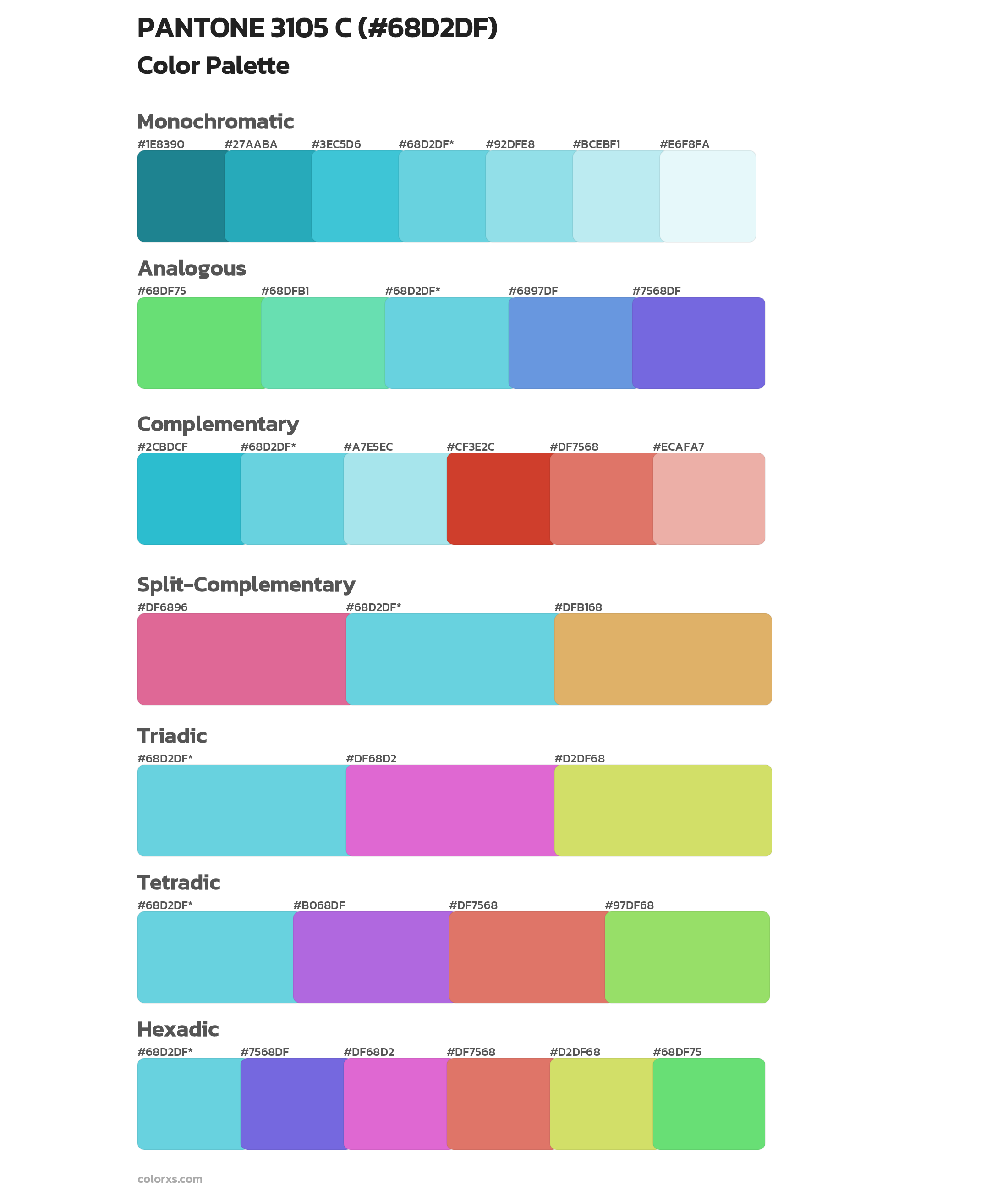 PANTONE 3105 C color palettes - colorxs.com