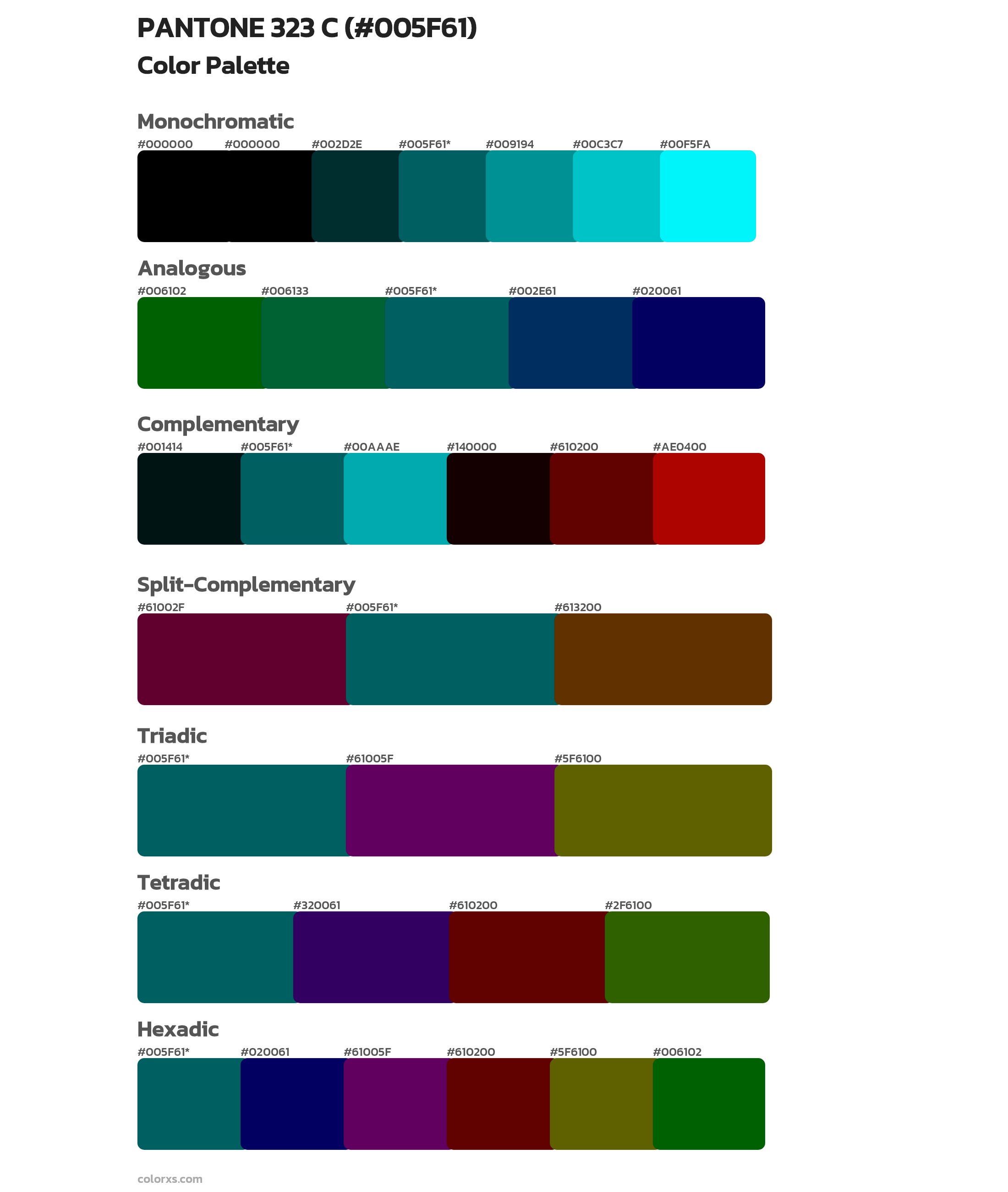 PANTONE 323 C Color Palettes And Color Scheme Combinations Colorxs