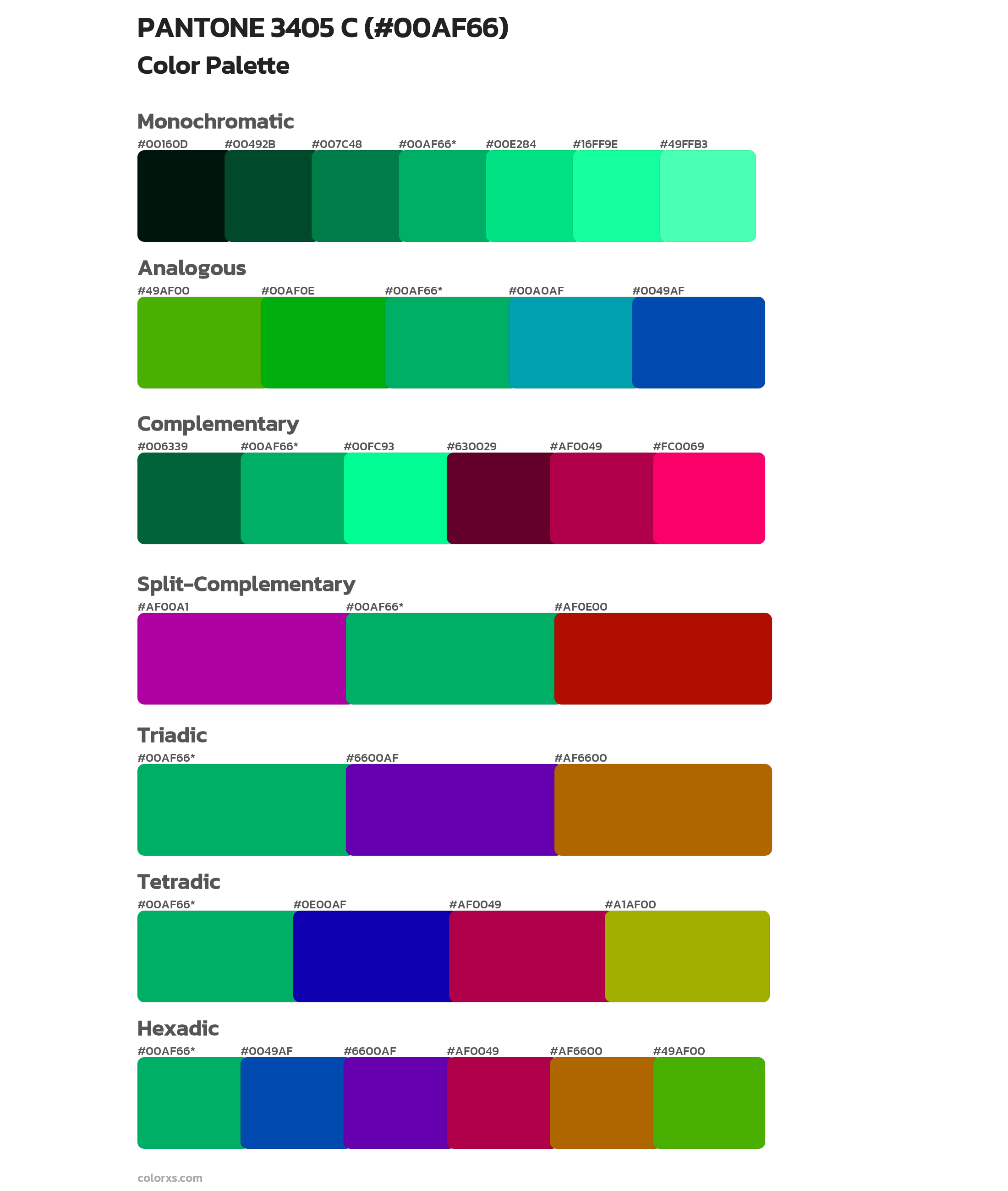 PANTONE 3405 C color palettes - colorxs.com