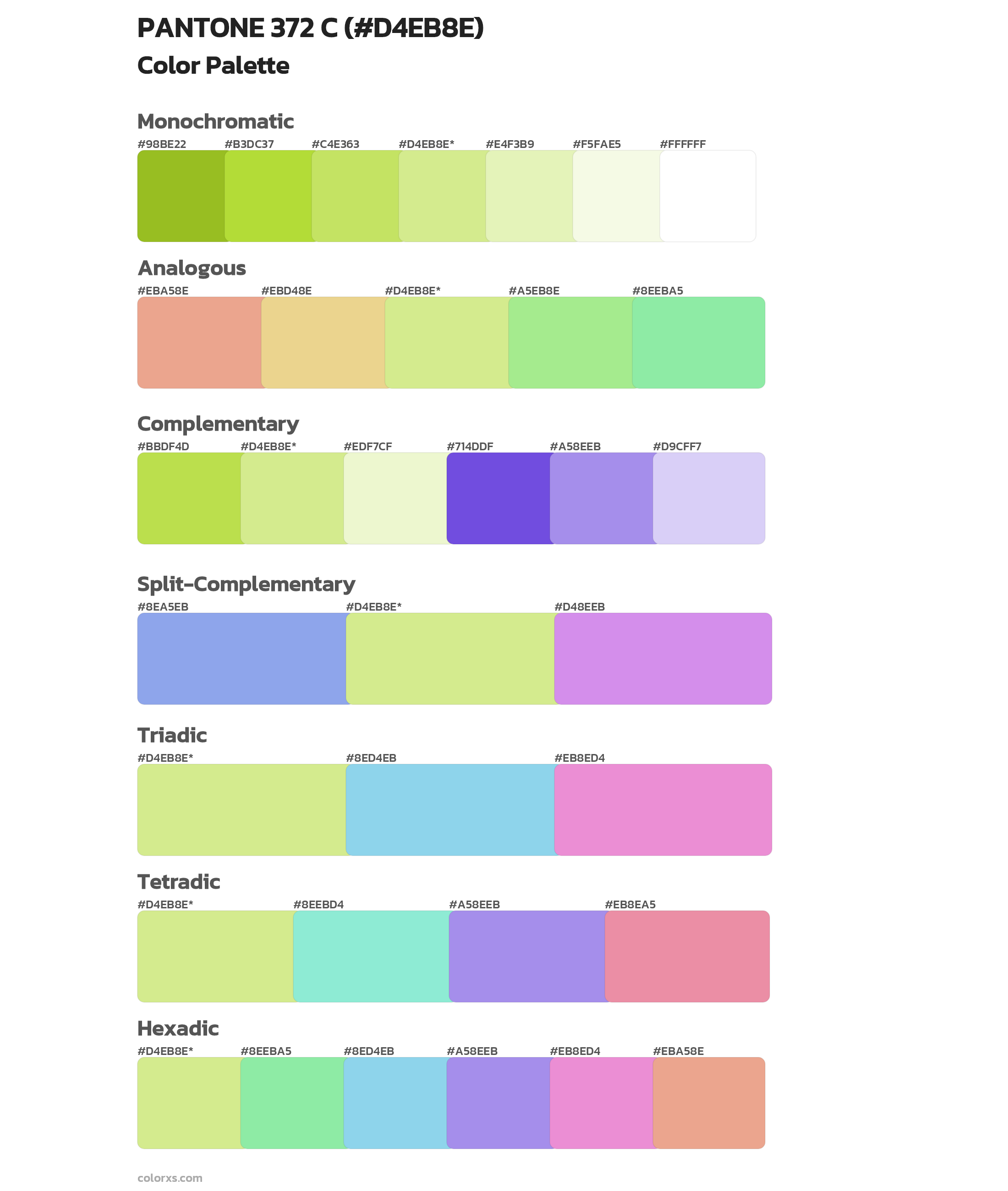 PANTONE 372 C color palettes - colorxs.com
