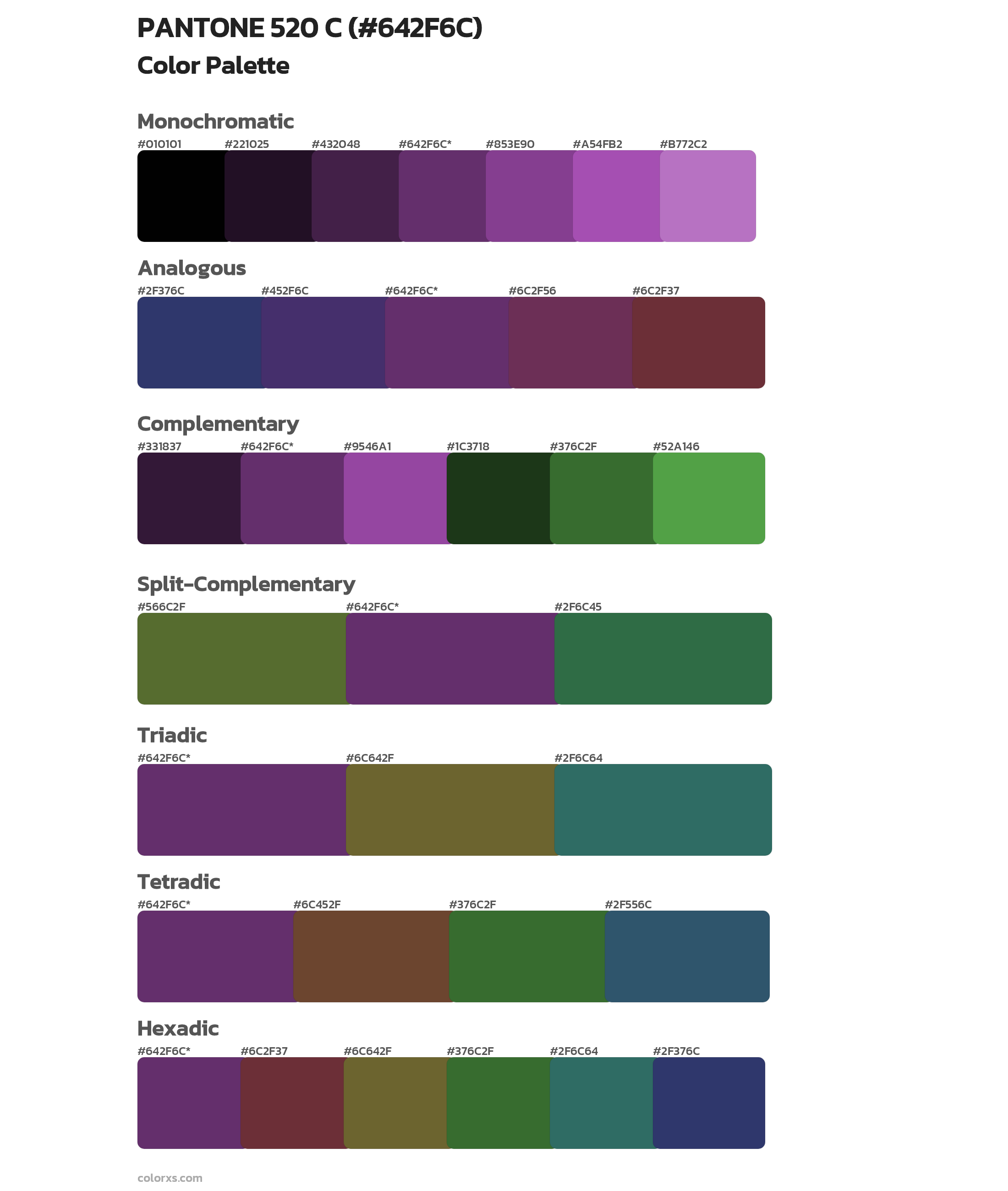 PANTONE 520 C color palettes - colorxs.com