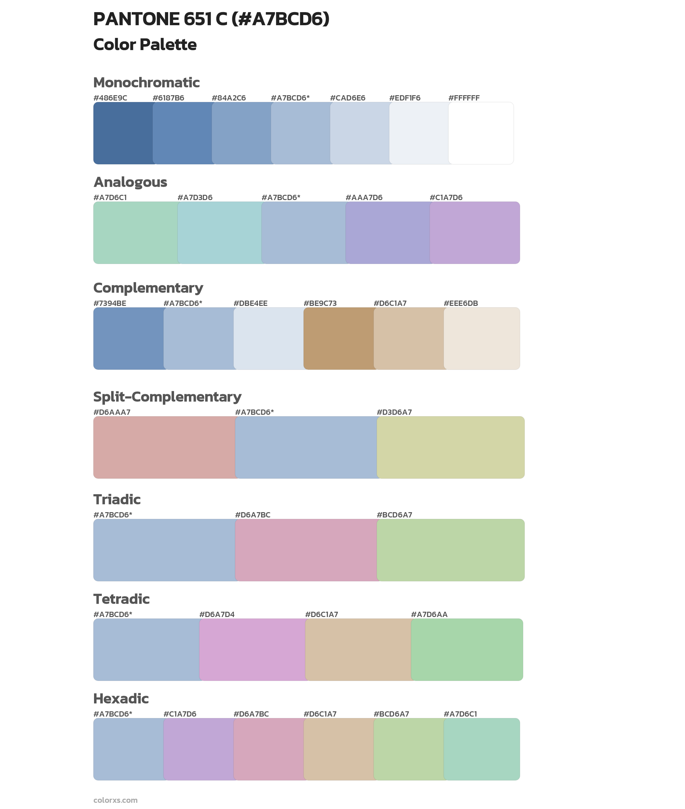 PANTONE 651 C color palettes - colorxs.com