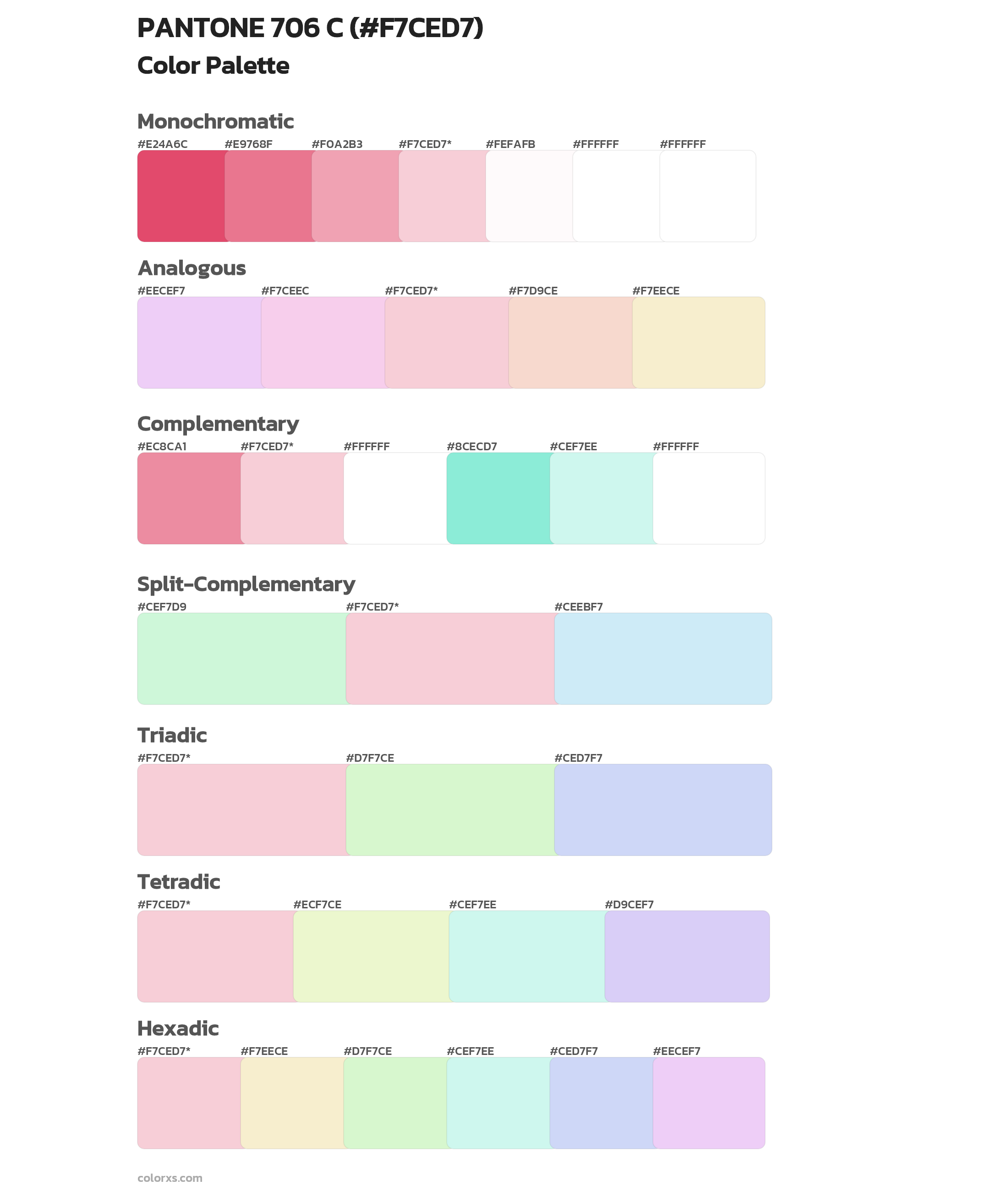 PANTONE 706 C color palettes - colorxs.com
