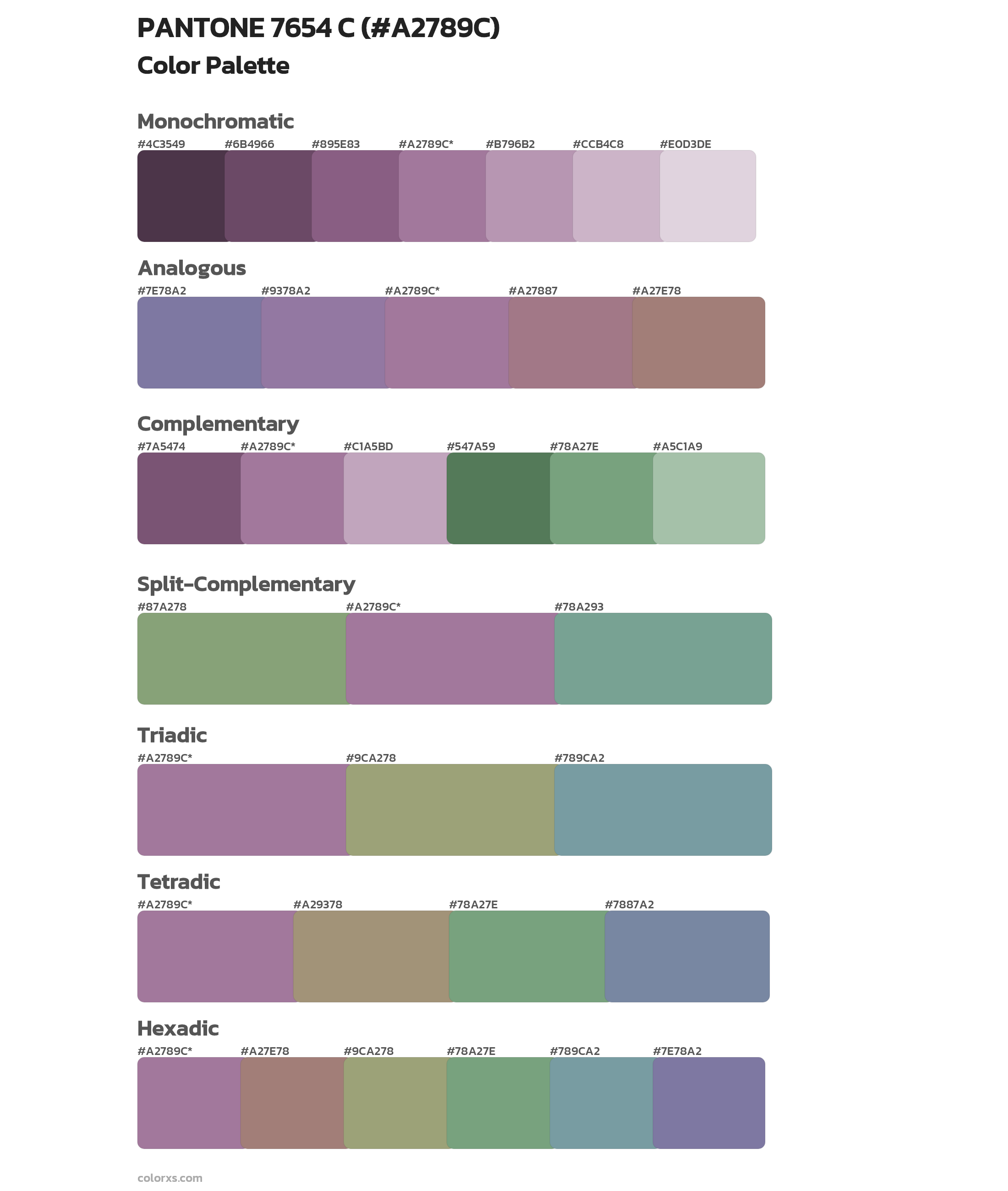 PANTONE 7654 C color palettes - colorxs.com